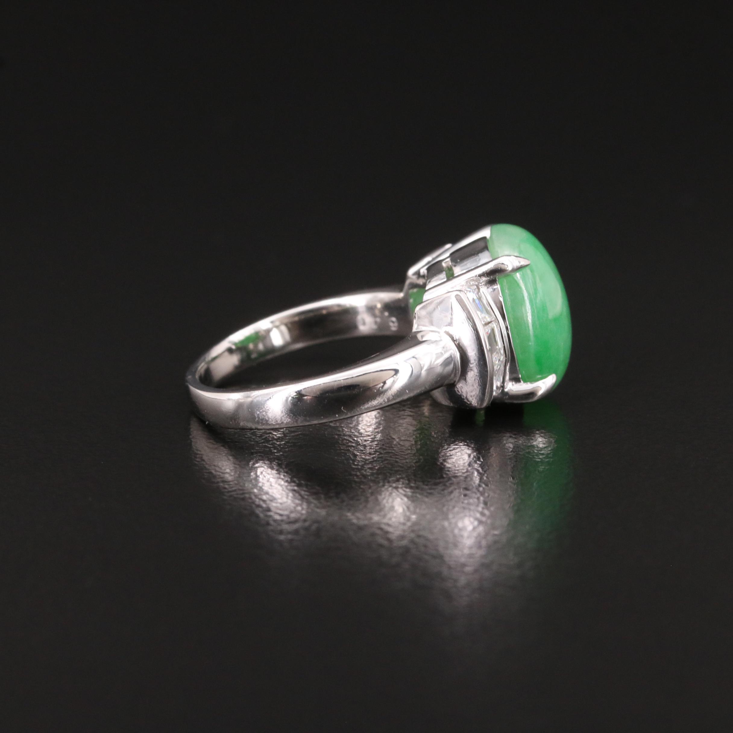 Platinum Jadeite Ring with 0.45 CTW Diamonds | EBTH