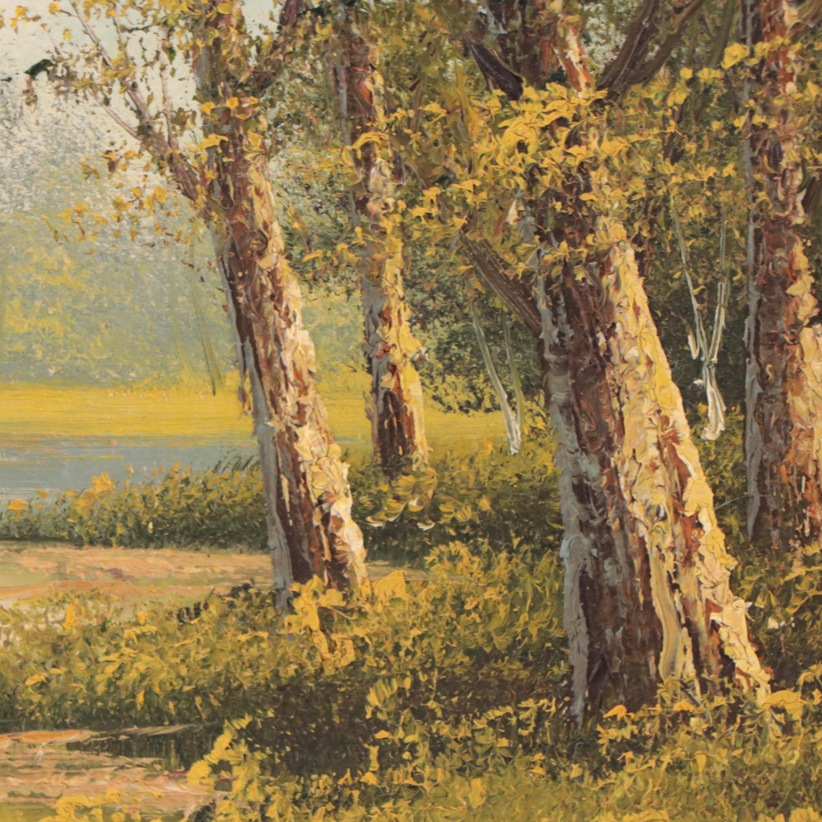 Phillip Cantrell Oil Painting of Forest Scene | EBTH