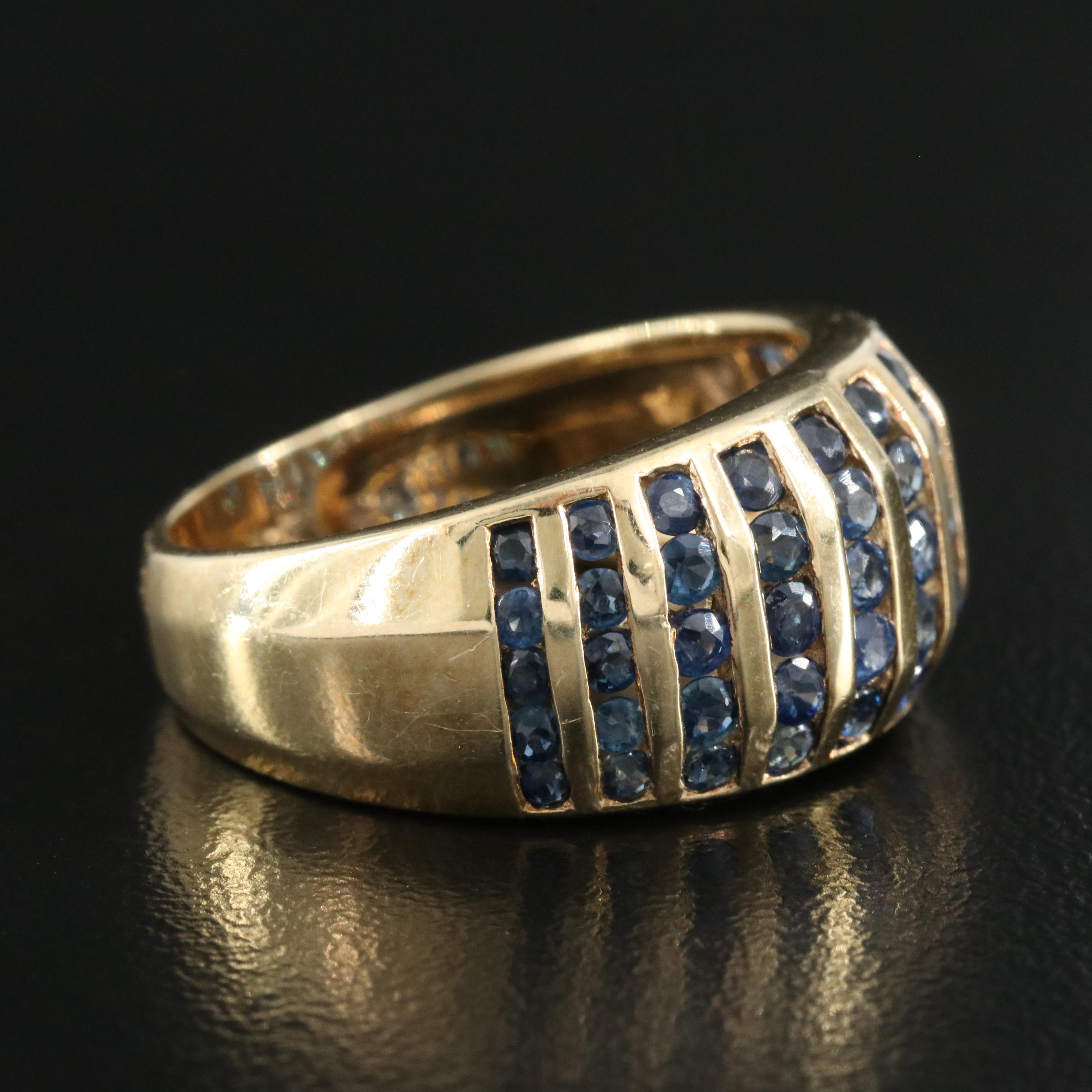 14K Sapphire Multi-Row Dome Ring | EBTH