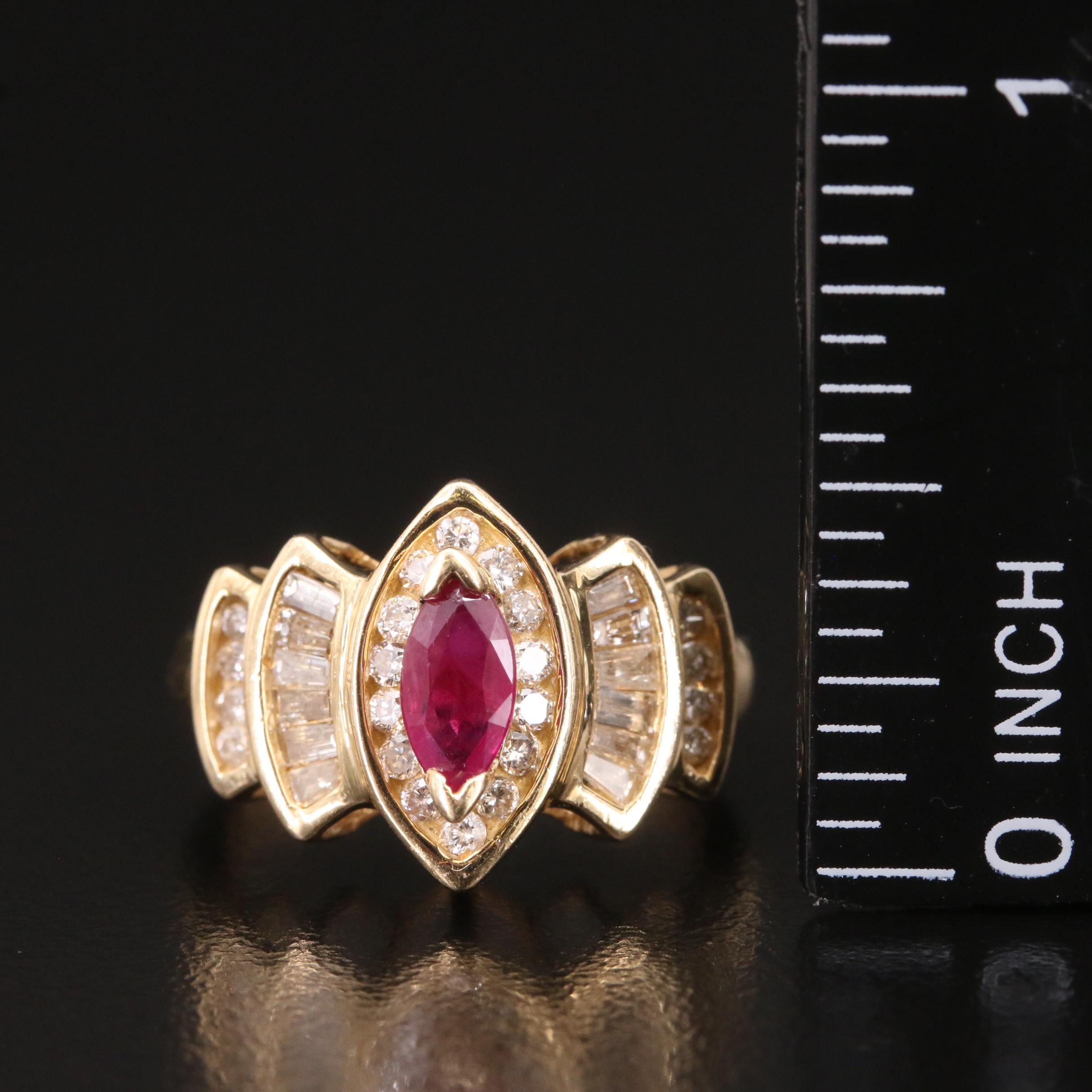 14K Ruby and Diamond Stepped Ring | EBTH