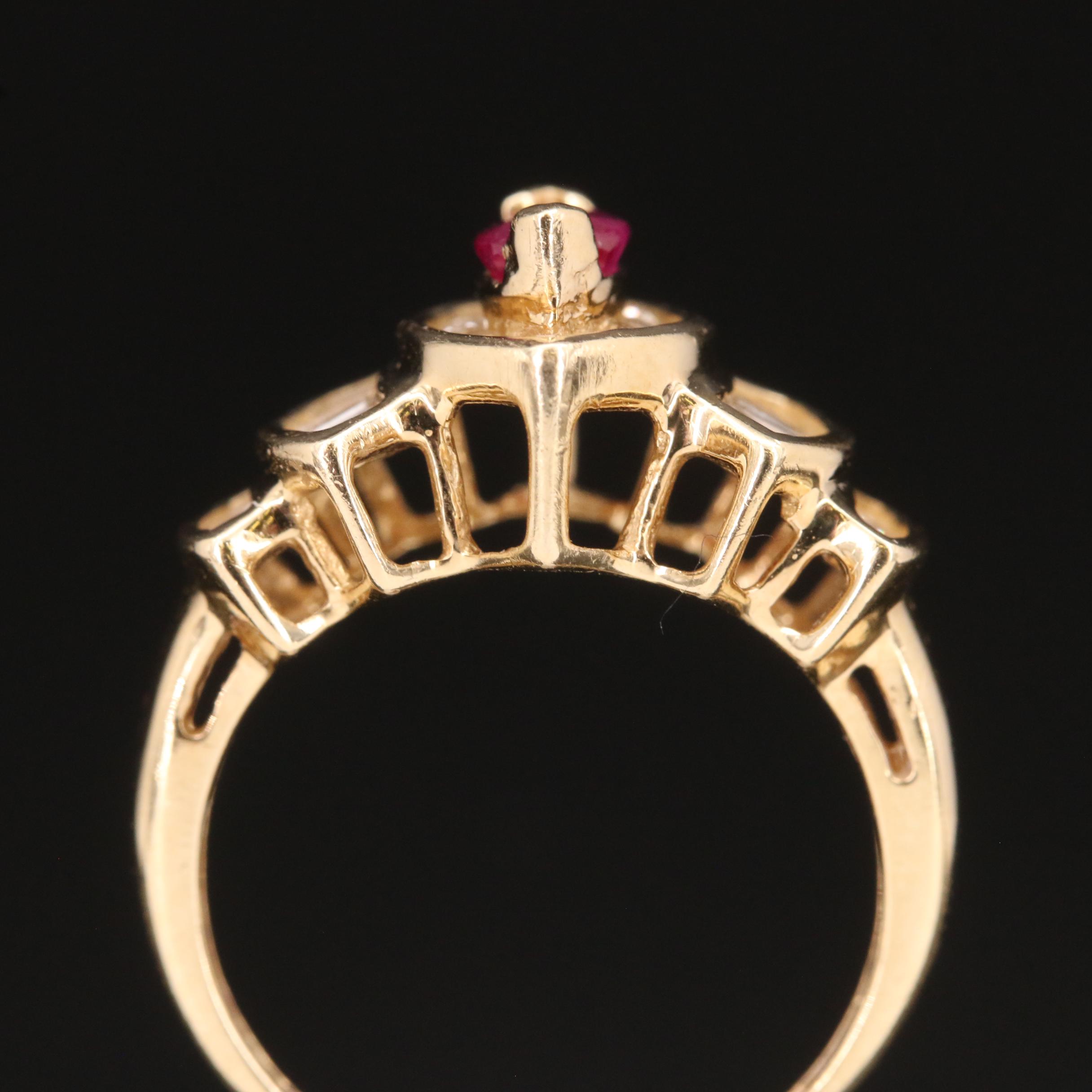 14K Ruby and Diamond Stepped Ring | EBTH
