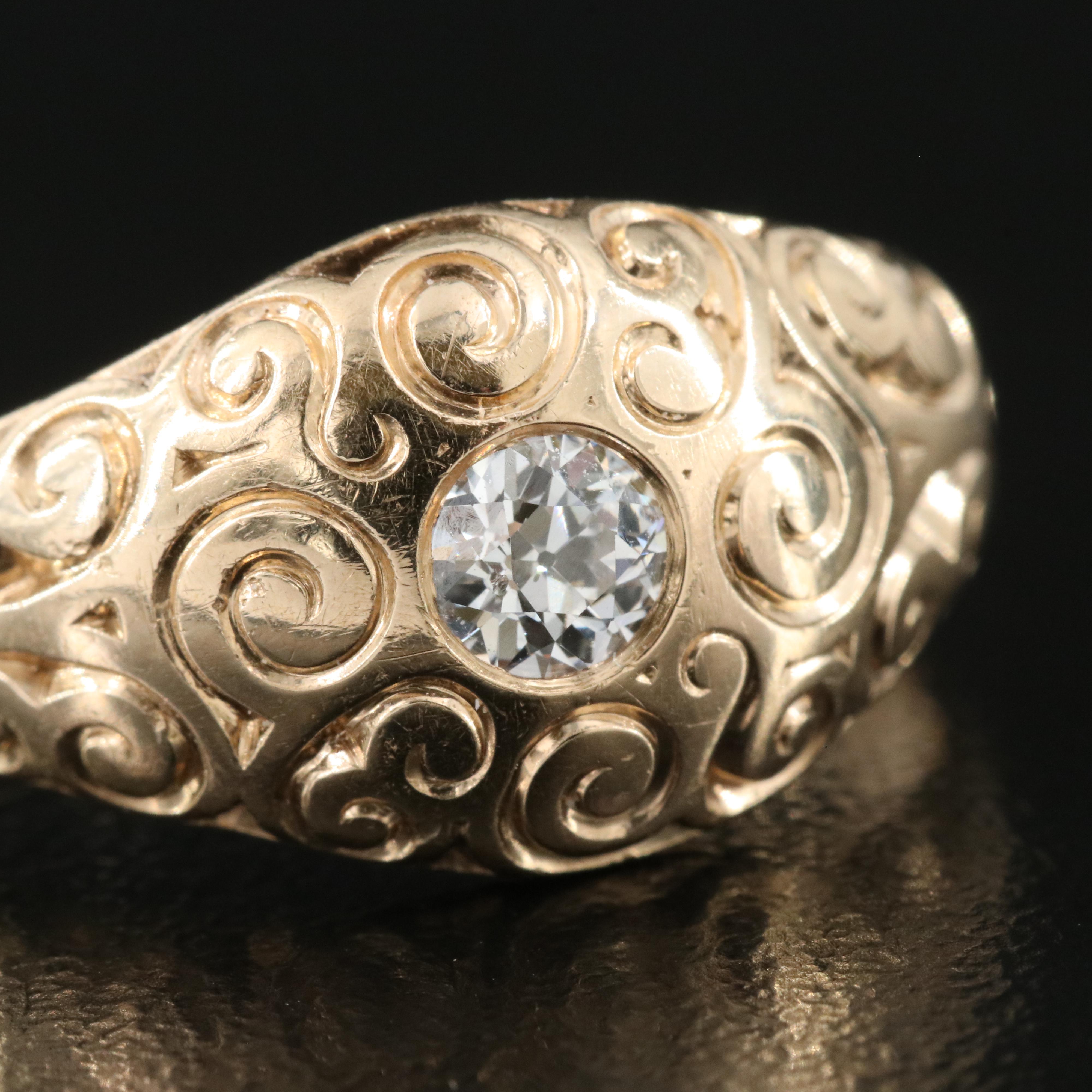 14K 0.23 CT Diamond Ring with Scroll Design | EBTH