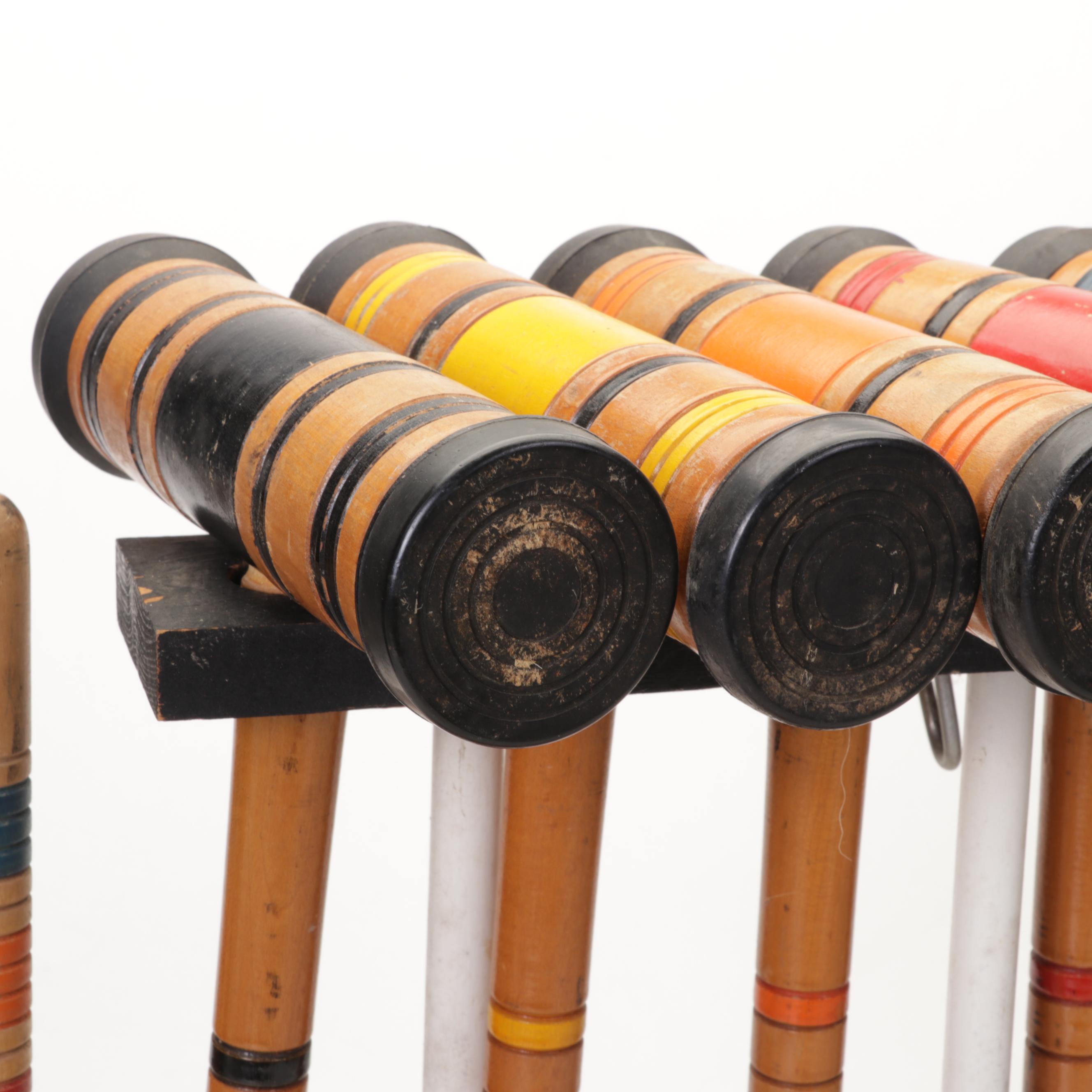 Wooden Croquet Set with Storage Cart, Mid to Late 20th Century | EBTH