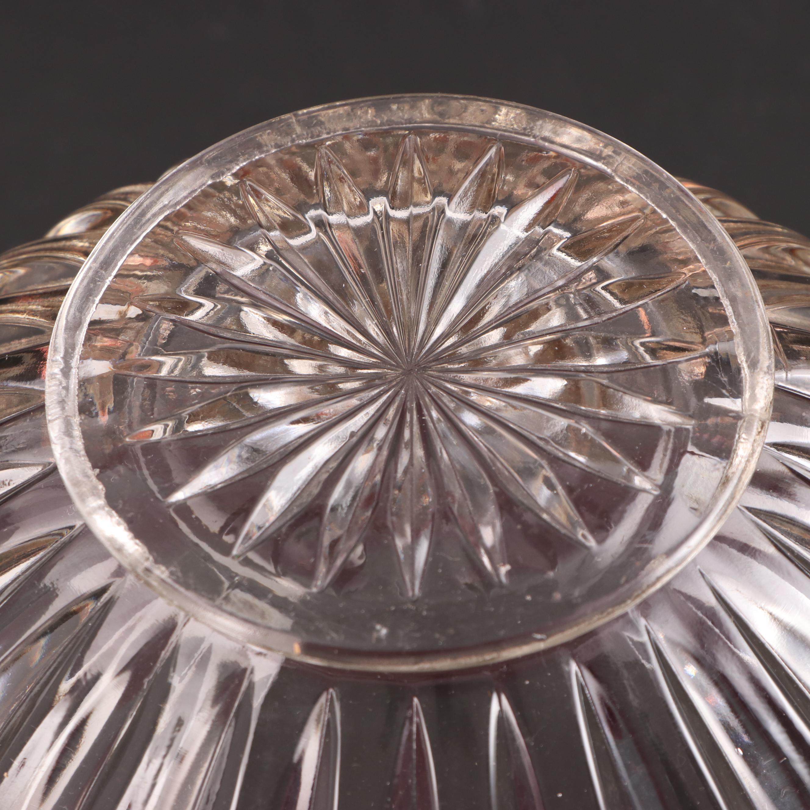 Clear with Cranberry Flashed Rim Pressed Glass Footed Bowl, 20th ...