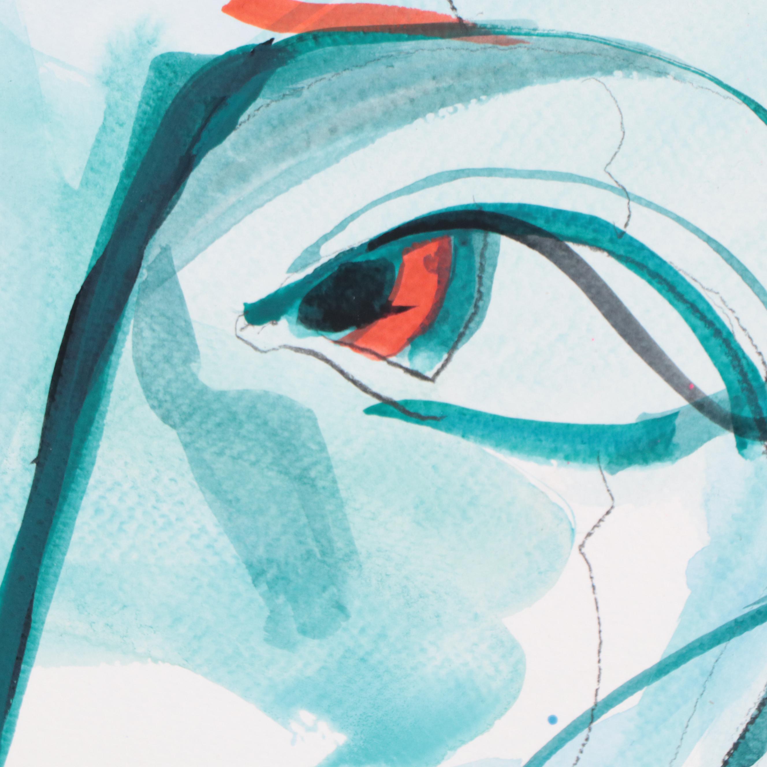 Dan Sabau Gouache and Watercolor Painting "Daydreaming Away #2," 2022 ...