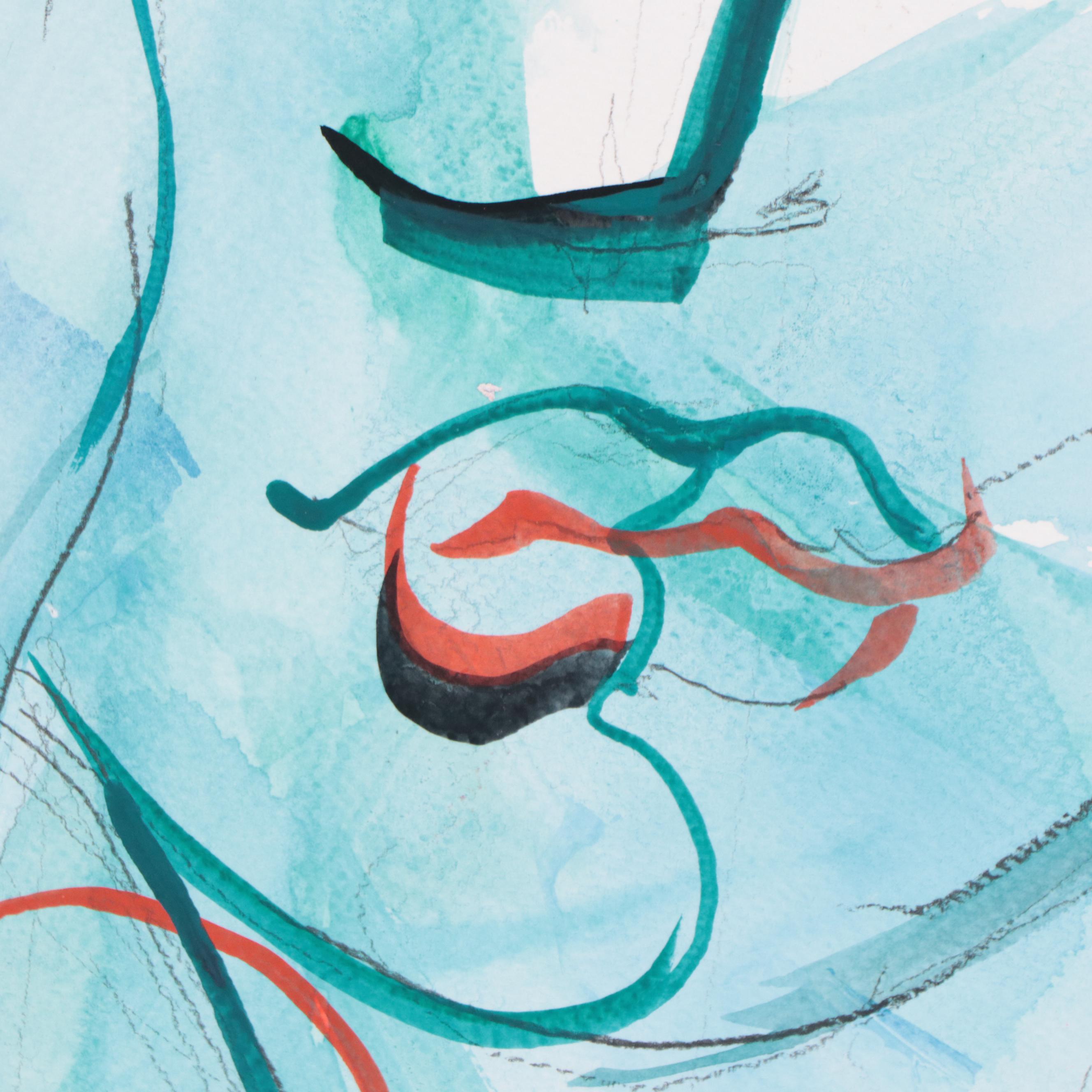 Dan Sabau Gouache and Watercolor Painting "Daydreaming Away #2," 2022 ...