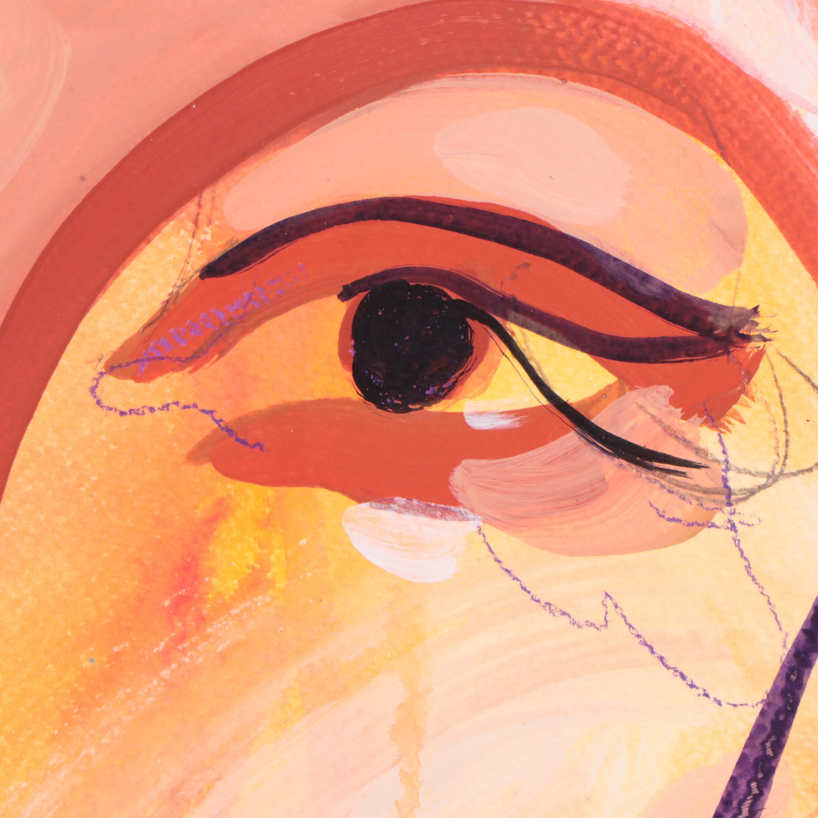 Dan Sabau Gouache and Watercolor Painting "Girl in Peach," 2022 | EBTH