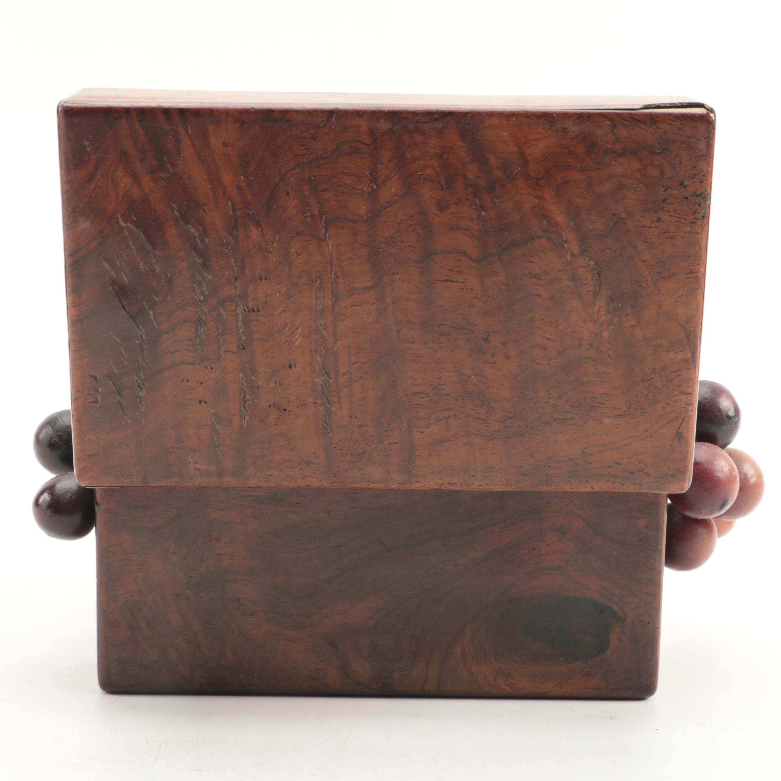 Walnut Box with Wax and Wooden Artificial Fruit | EBTH