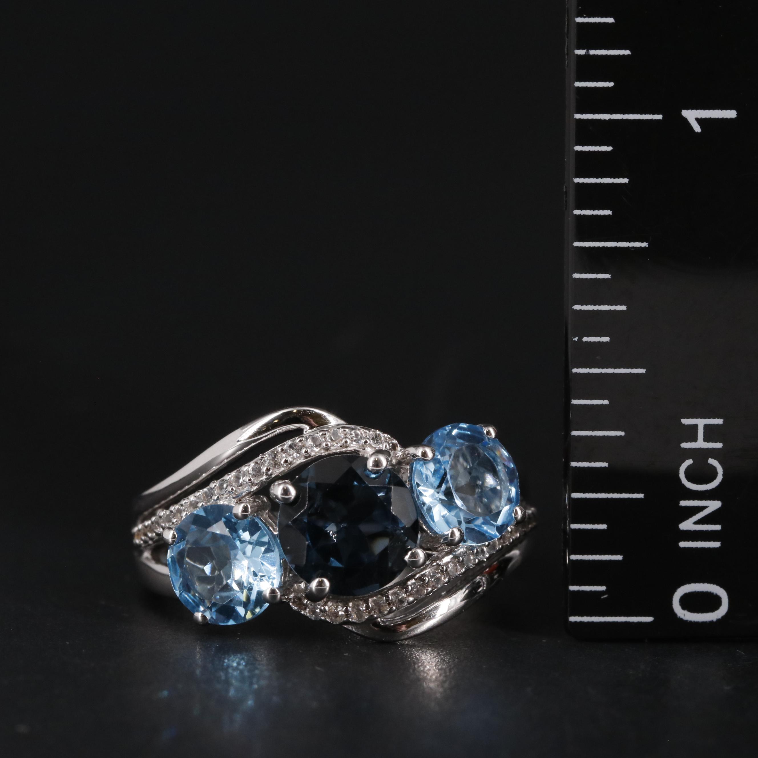 Sterling Silver Topaz and Sapphire Ring | EBTH