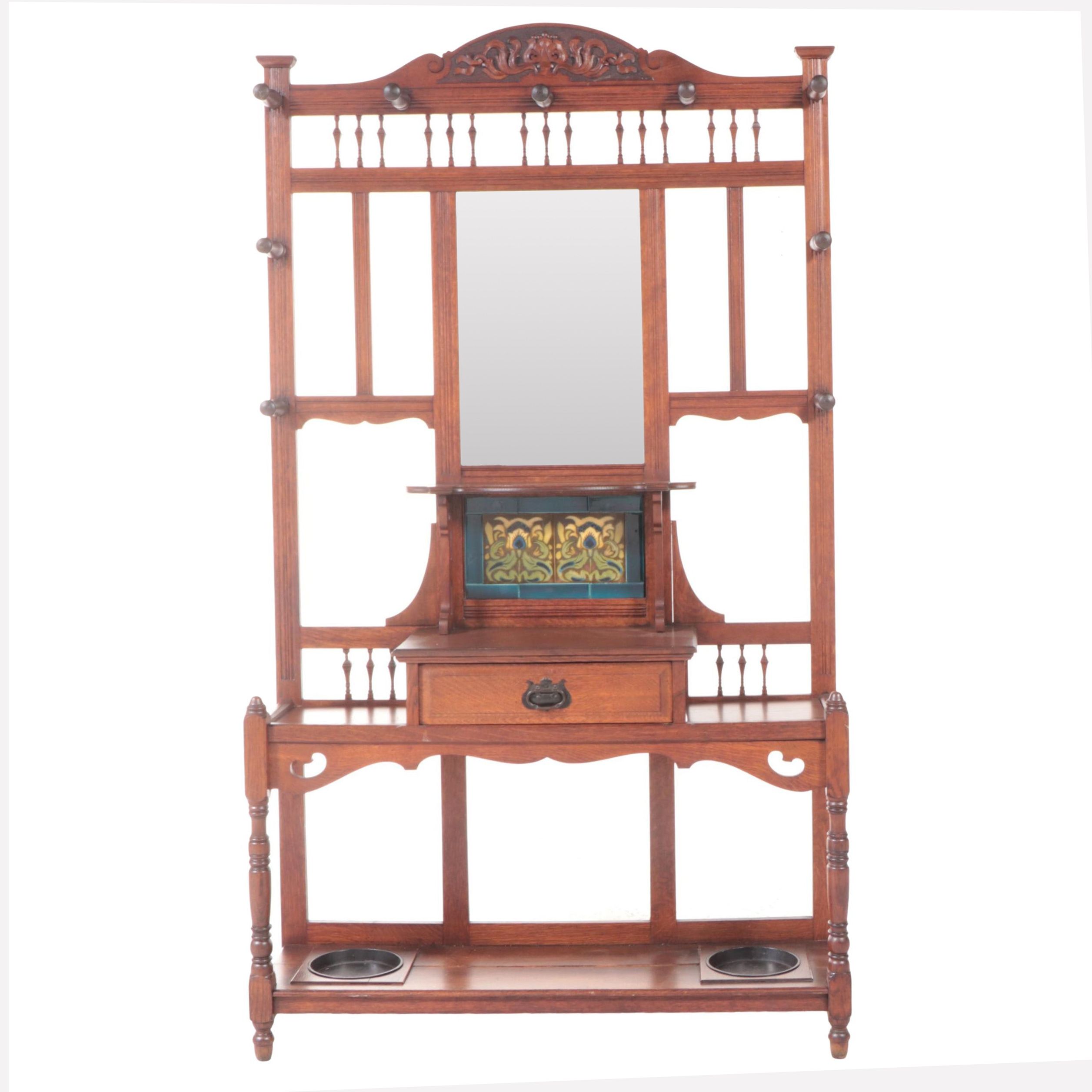 Late Victorian Carved Oak Hall Stand, circa 1900 | EBTH