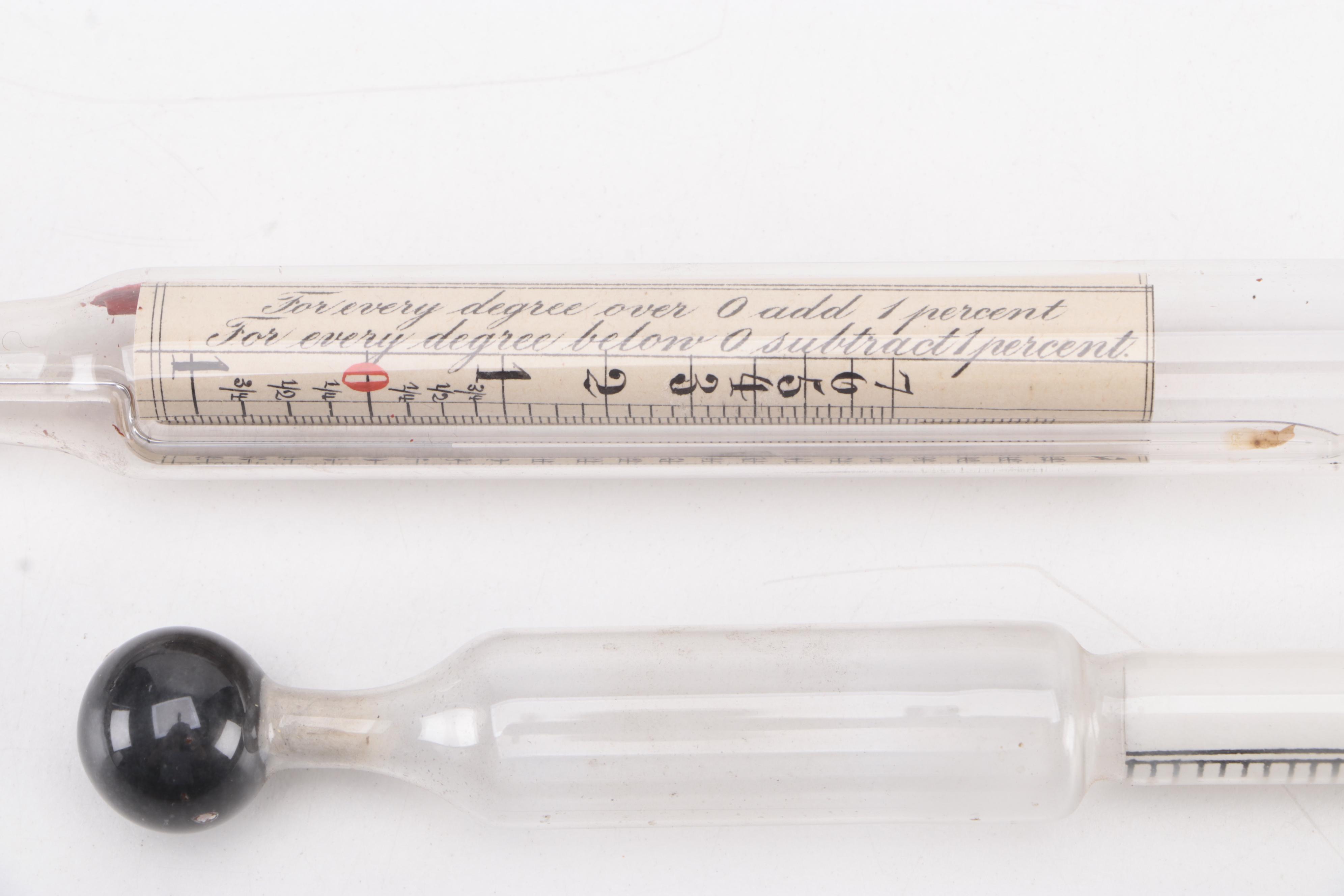 Kaiser Saccharometer and Other Blown Glass Sugar Thermometer with Cases ...