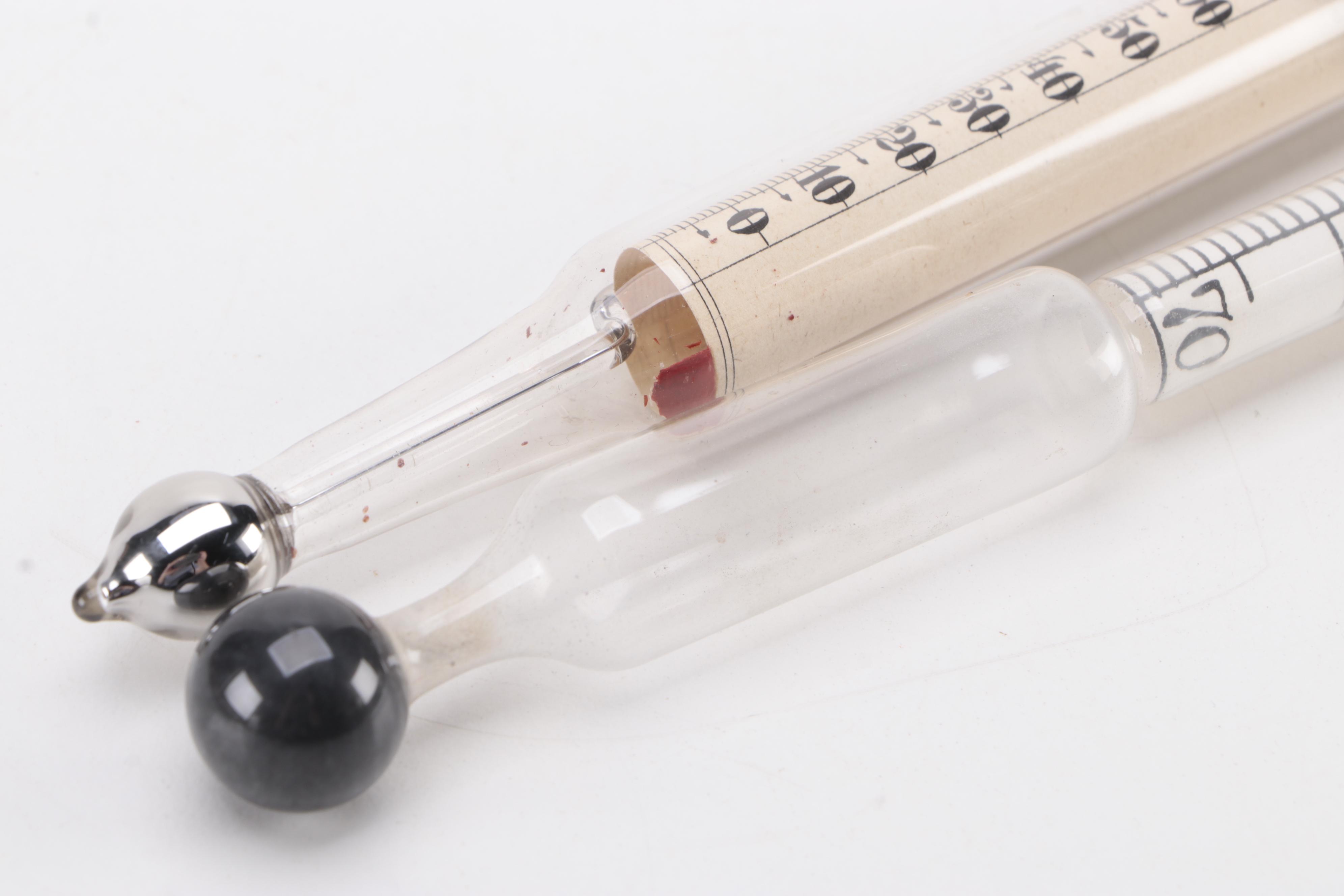 Kaiser Saccharometer and Other Blown Glass Sugar Thermometer with Cases ...