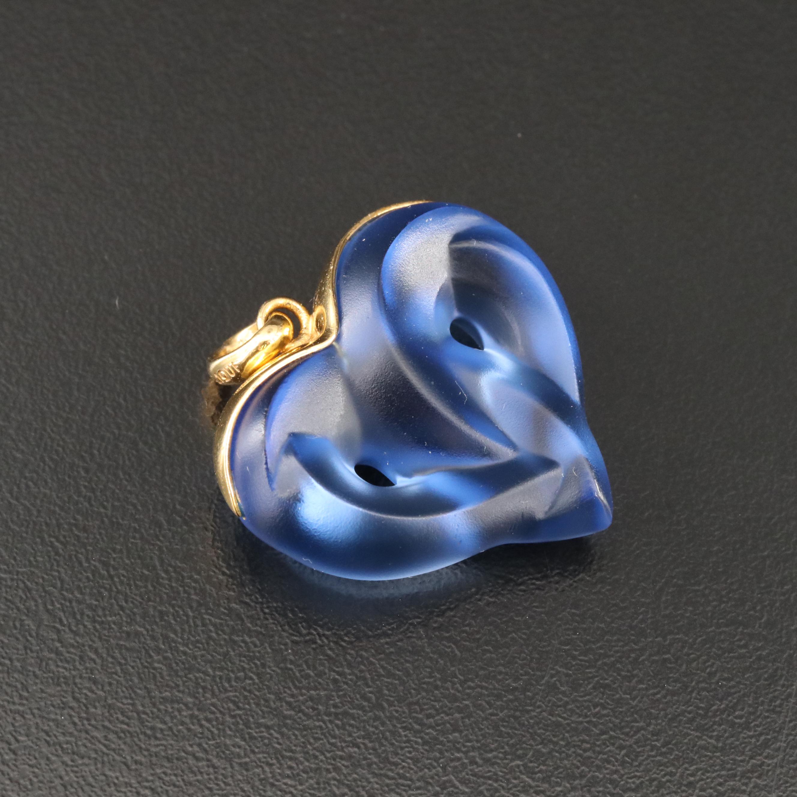 Lalique "Entwined" Glass Crystal Heart Pendant | EBTH