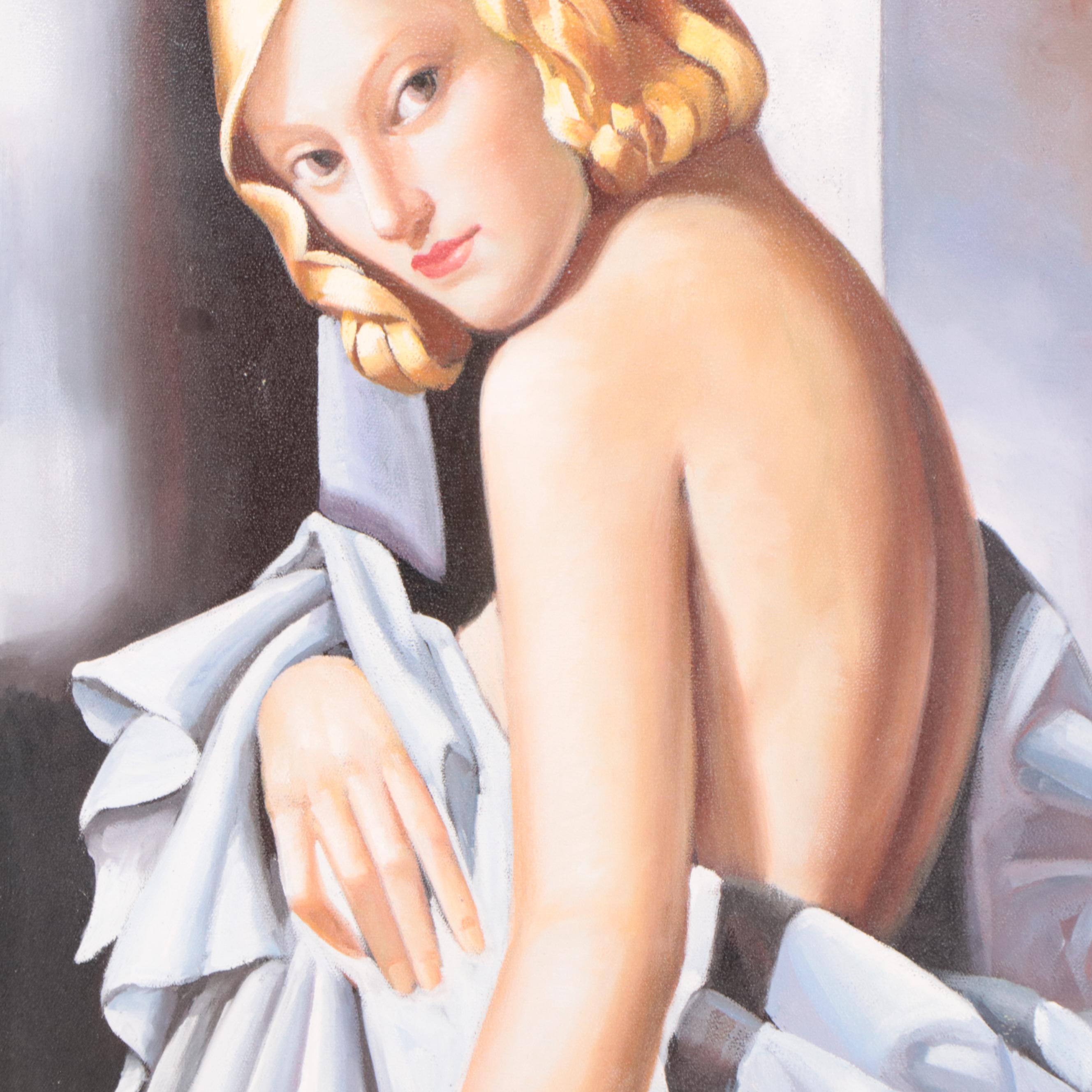 Oil Painting After Tamara de Lempicka "Portrait de Marjorie Ferry" | EBTH