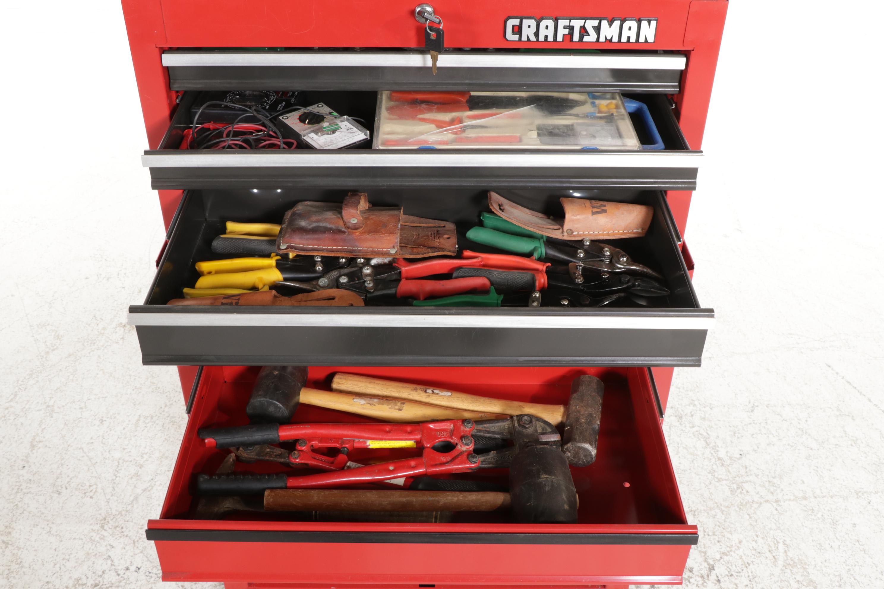 Craftsman Rolling Two-Tier Toolbox with Power and Hand Tools | EBTH
