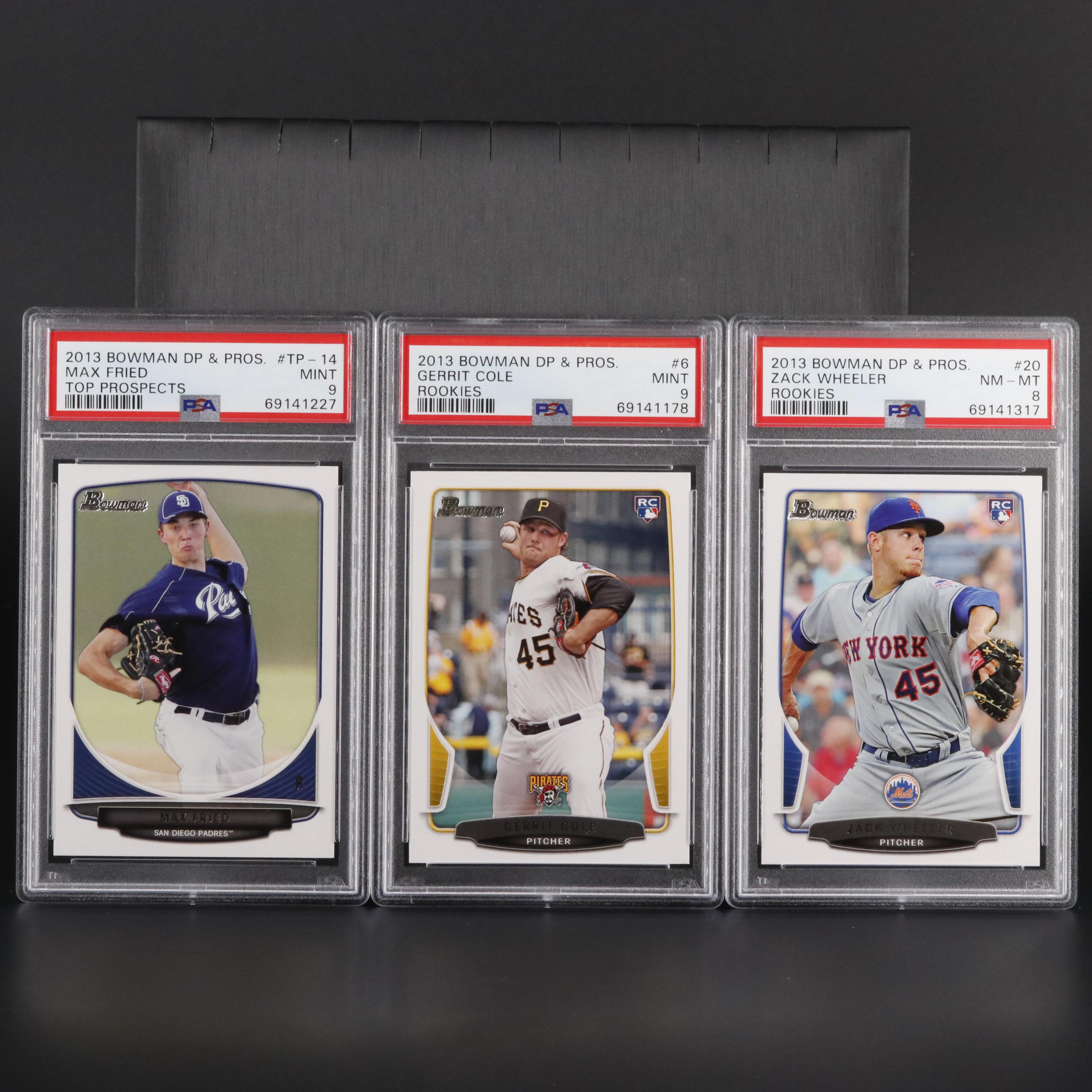 2013 Bowman Gerrit Cole, Max Fried and Zack Wheeler Graded PSA 9 and 8 ...