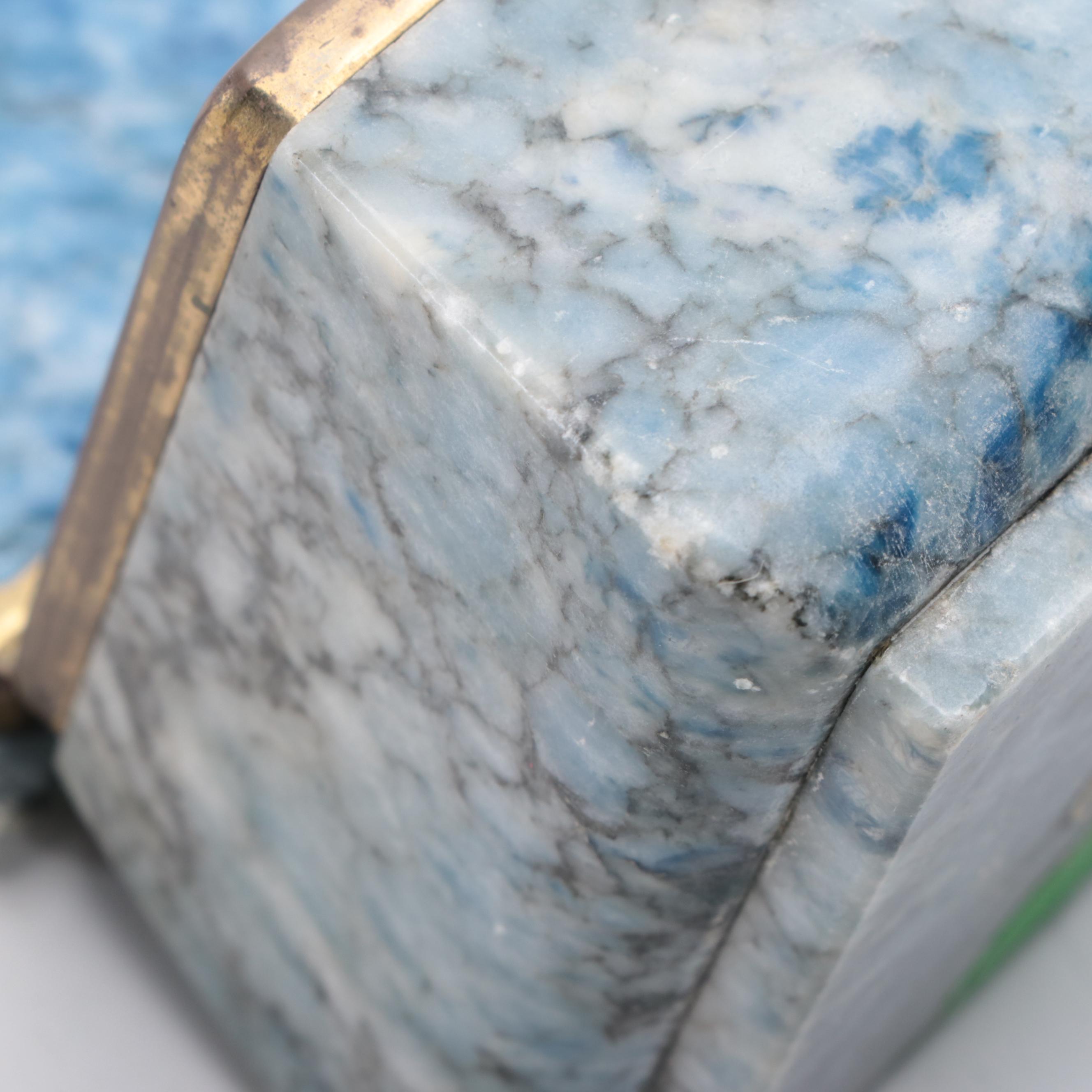 Italian Dyed Blue Alabaster Trinket Box | EBTH