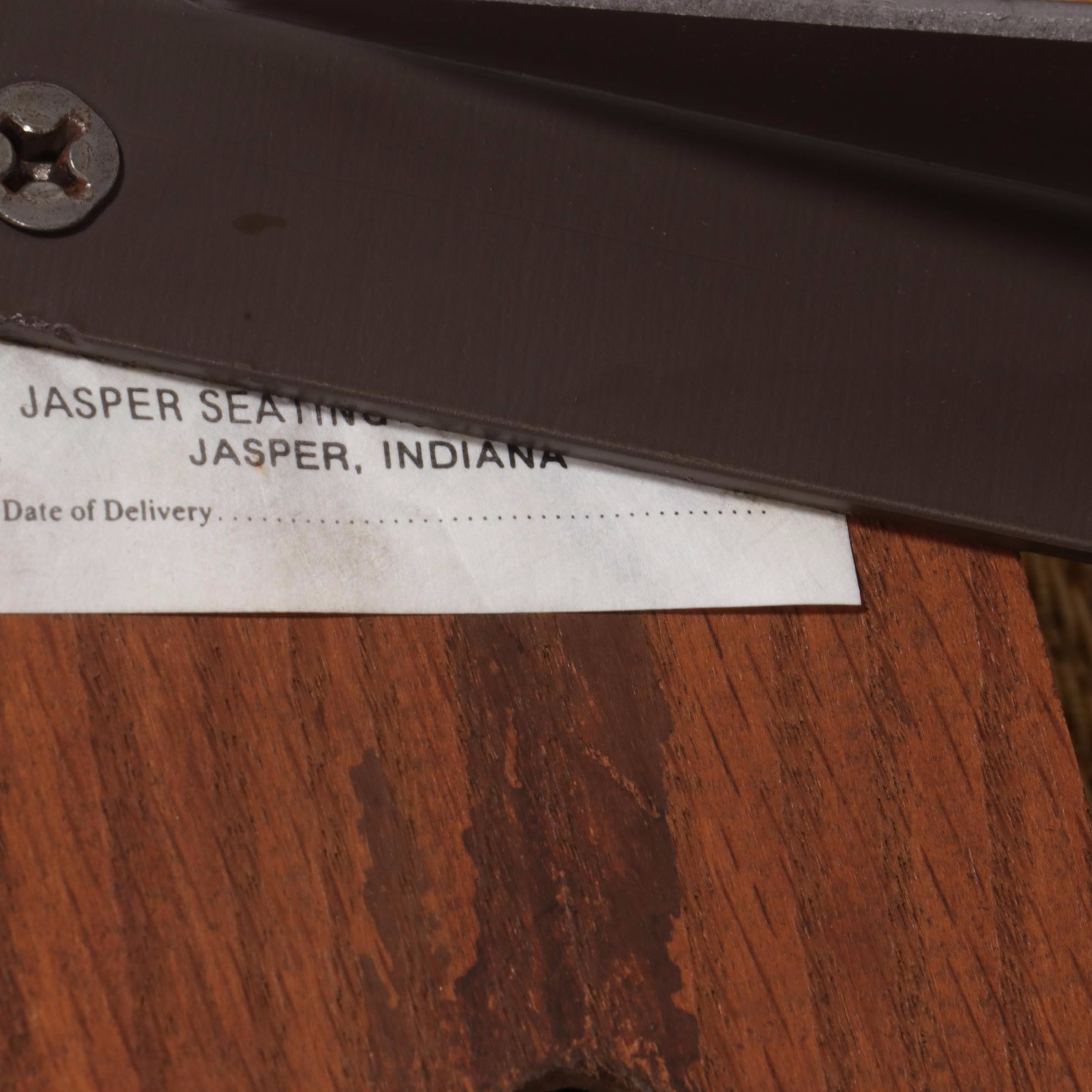 Jasper Seating Oak and Brass-Tack Wool Upholstered Swivel Office ...