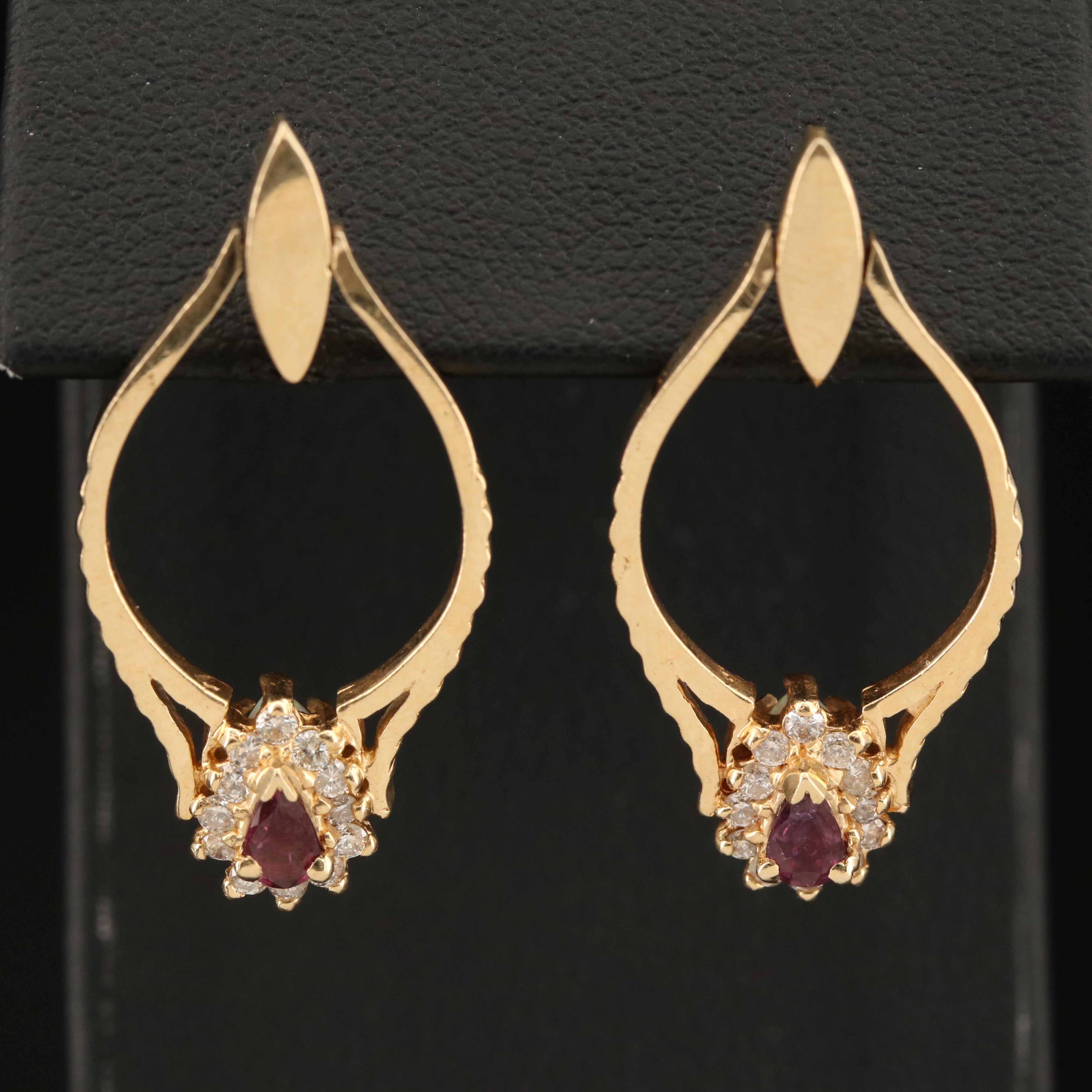 Pair of 14K Yellow Gold and Diamond Earring Jackets | EBTH