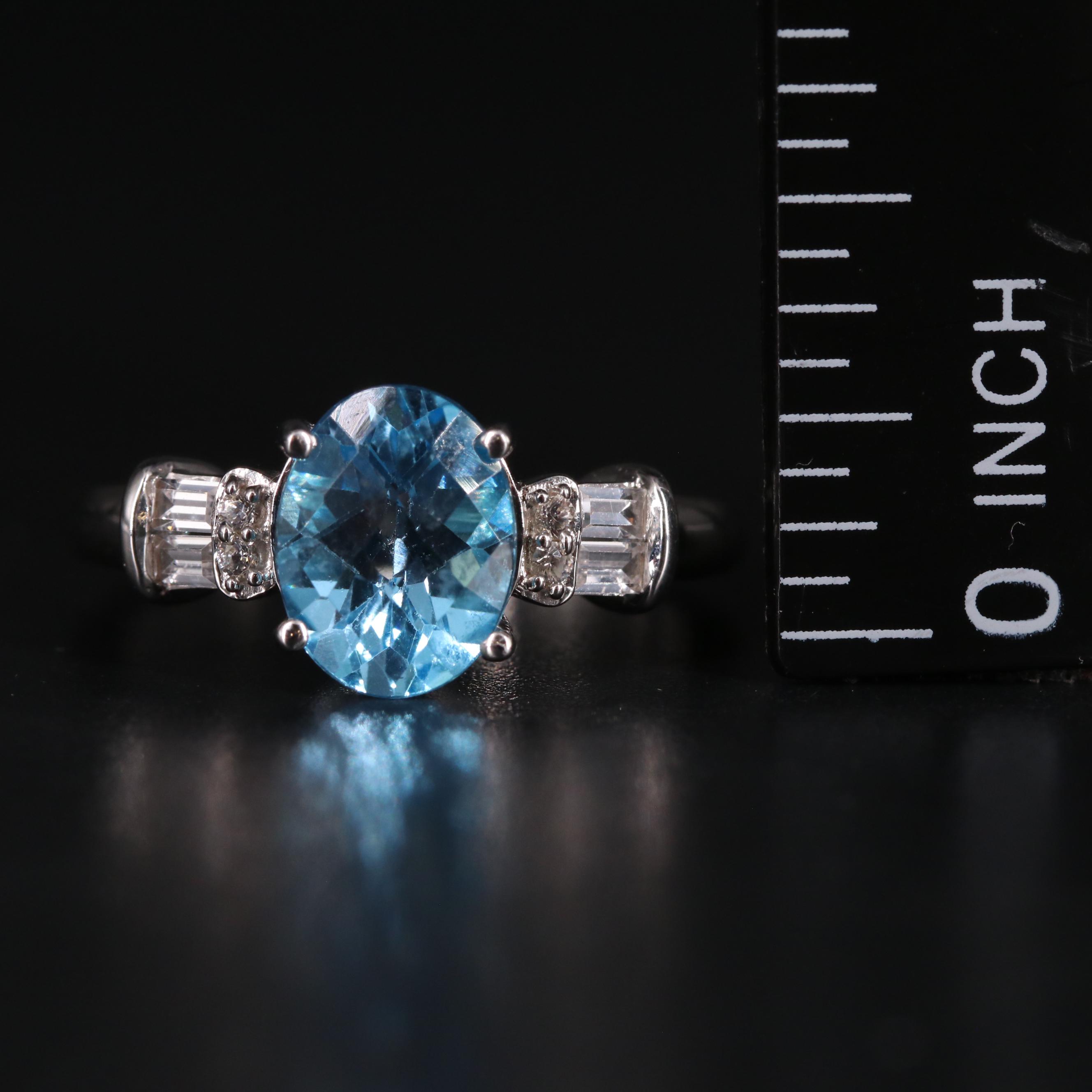 Sterling Silver Topaz and Sapphire Ring | EBTH