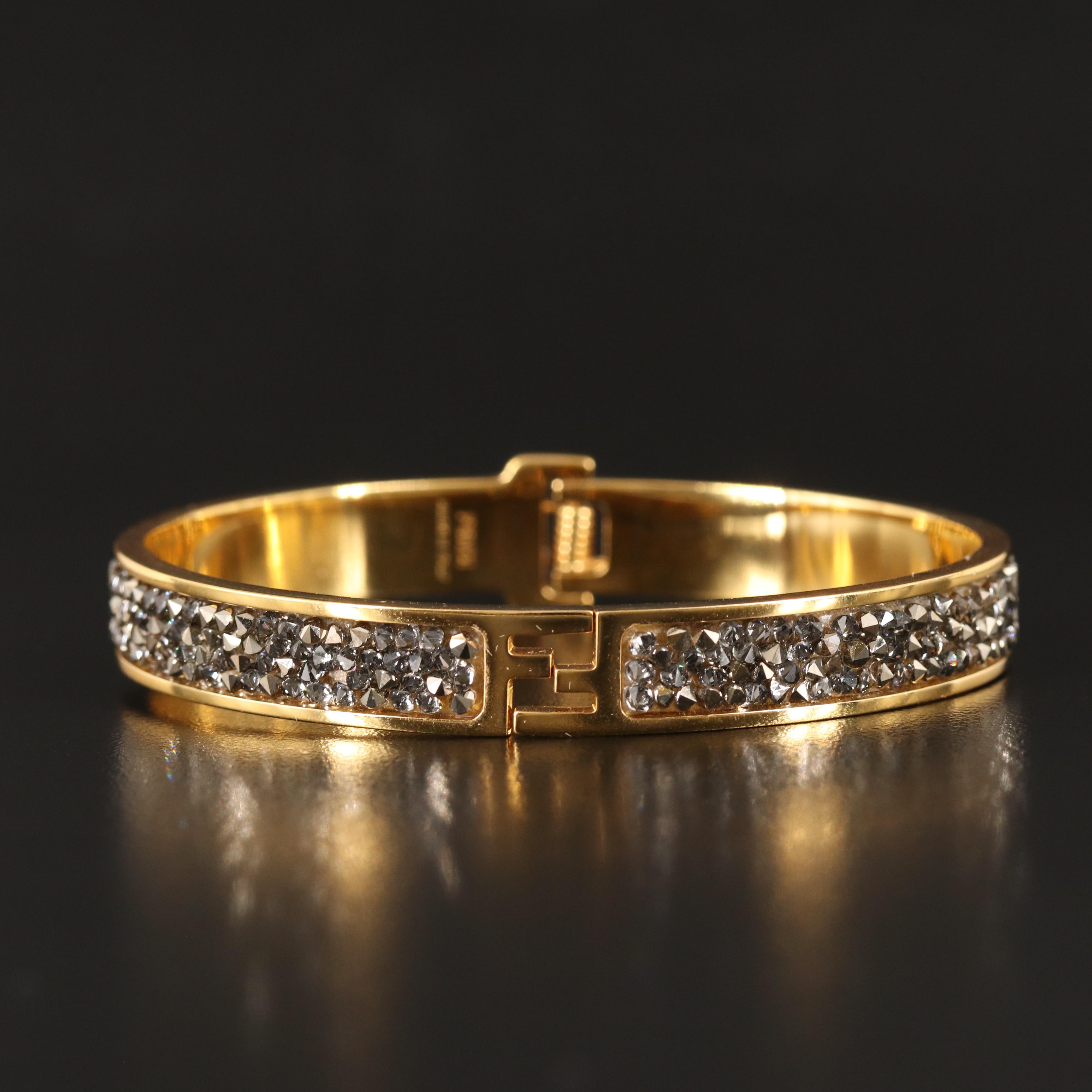 Fendi "Bracciale Rigido" Rock Crystal Quartz Hinged Bangle | EBTH