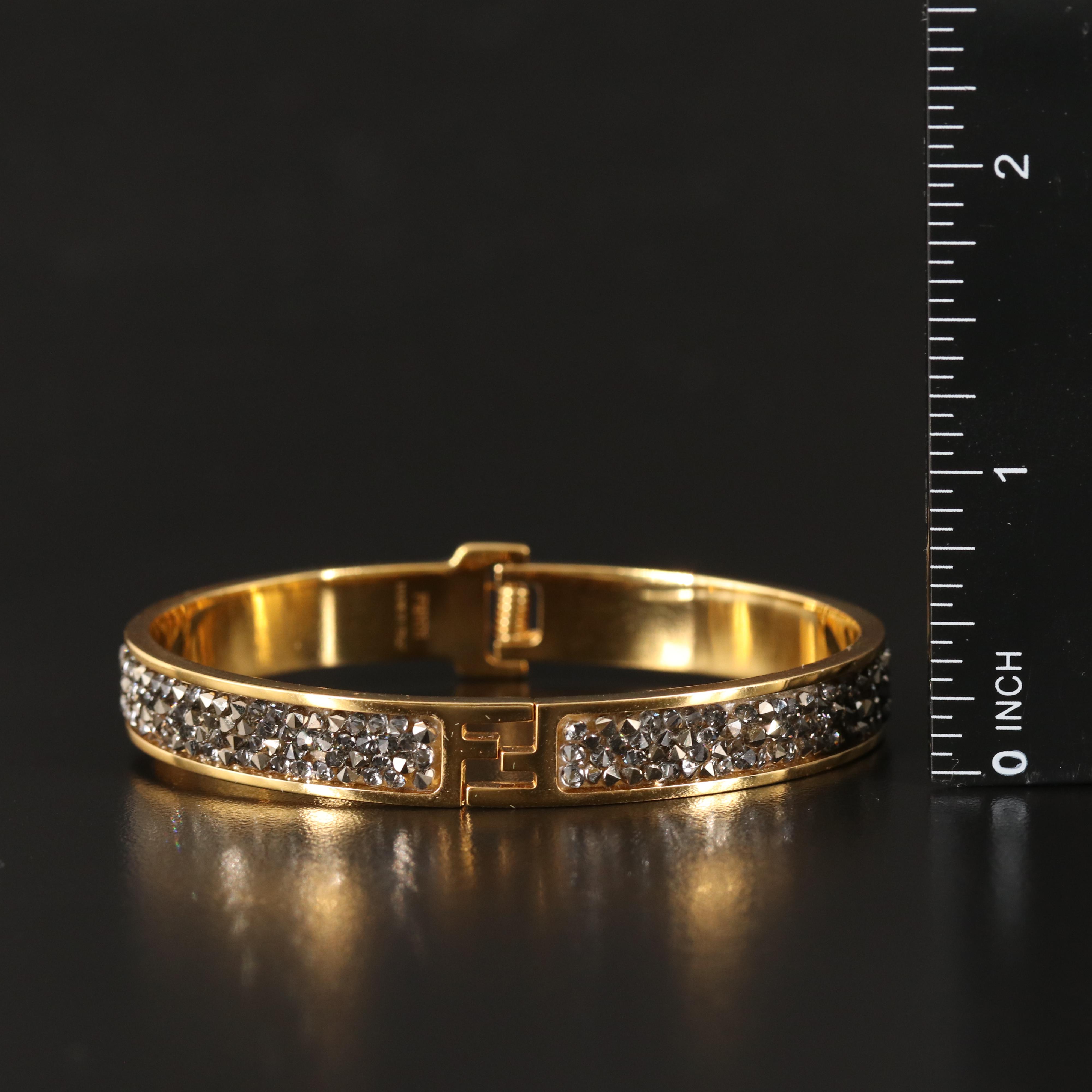 Fendi "Bracciale Rigido" Rock Crystal Quartz Hinged Bangle | EBTH