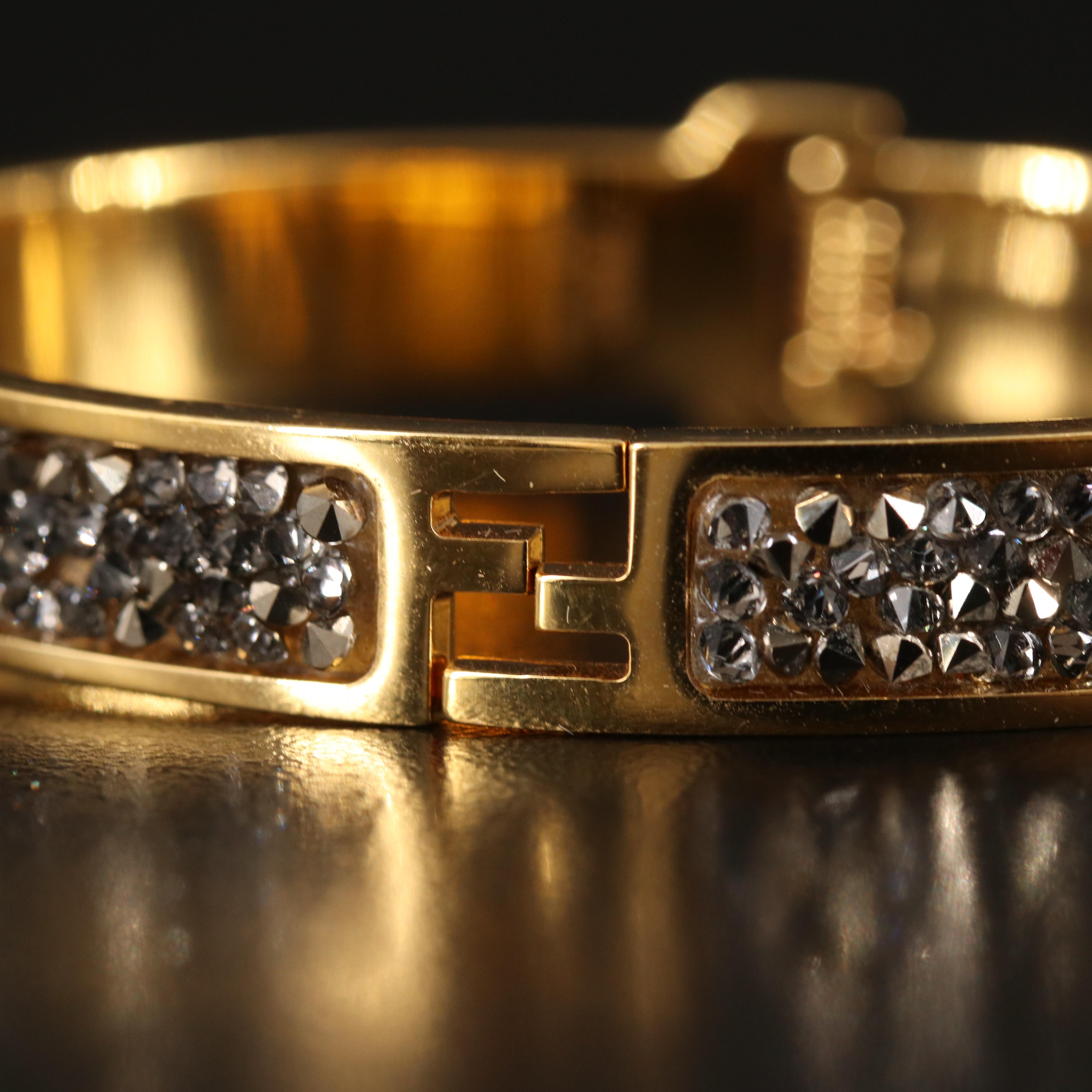 Fendi "Bracciale Rigido" Rock Crystal Quartz Hinged Bangle | EBTH