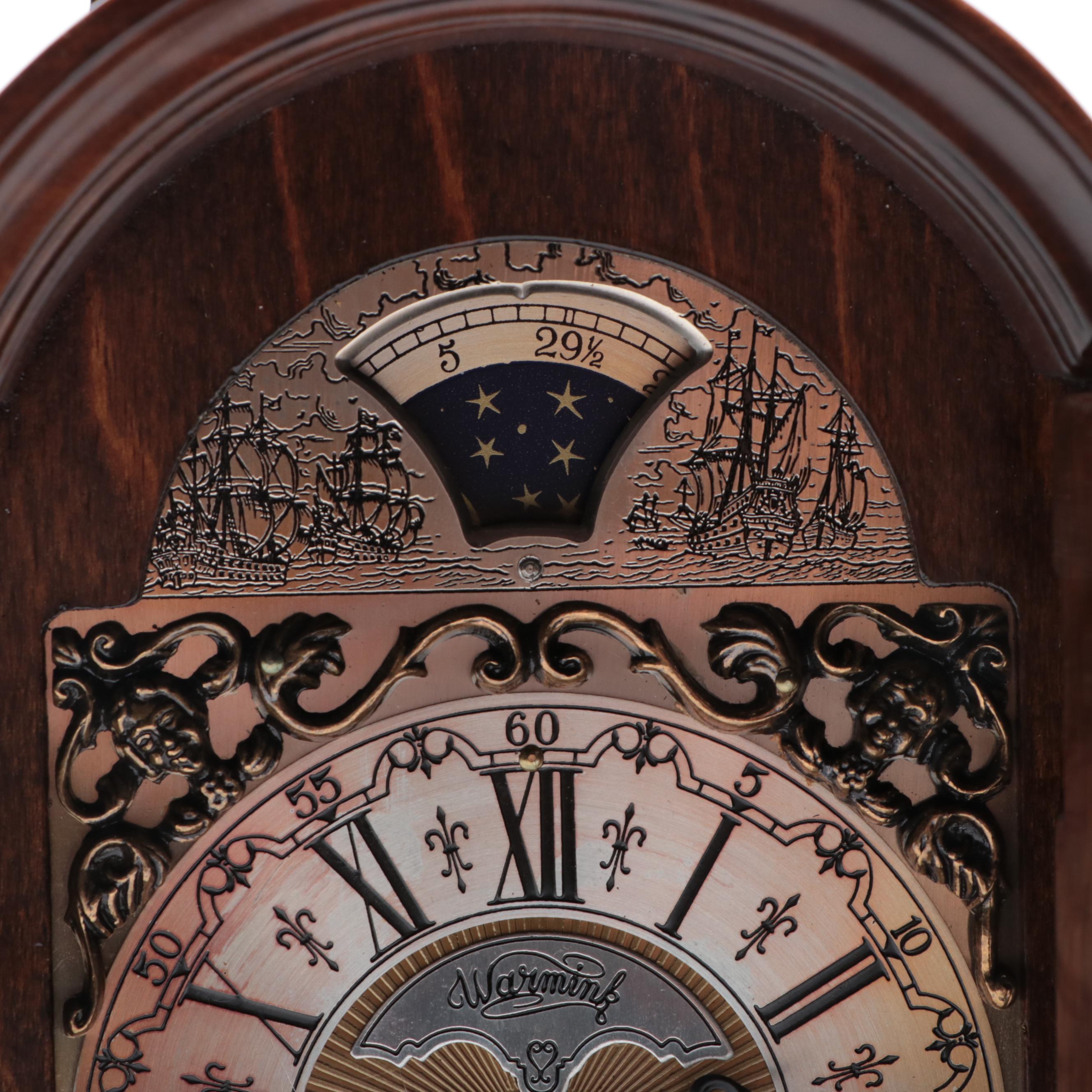 Warmink Wuba Mahogany Burl Wood Footed Moon Phase Mantel Clock | EBTH