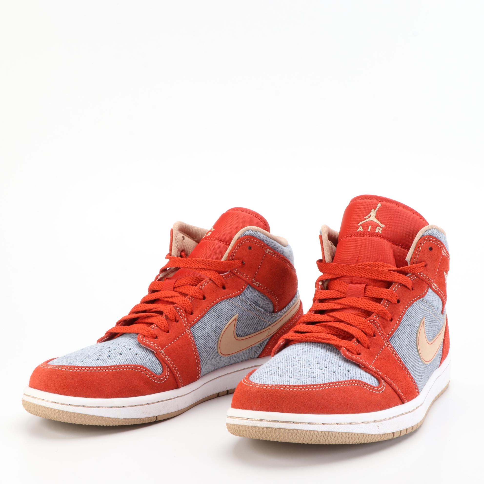 Men's Air Jordan 1 "Denim Red" Mid-Top Sneakers with Box | EBTH