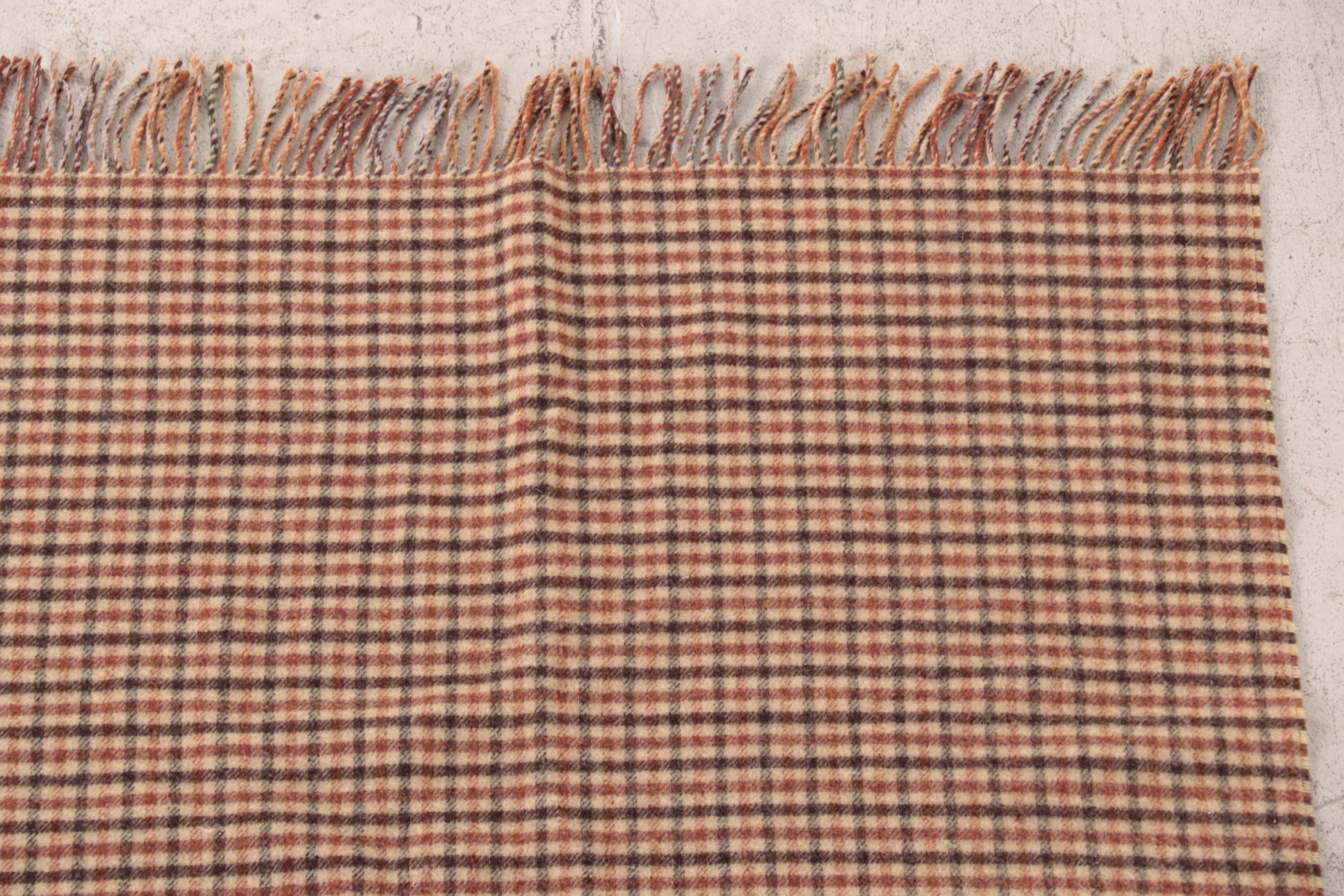 Paulette Rollo Plaid Wool Blanket with Frontgate Pinecone Accent ...