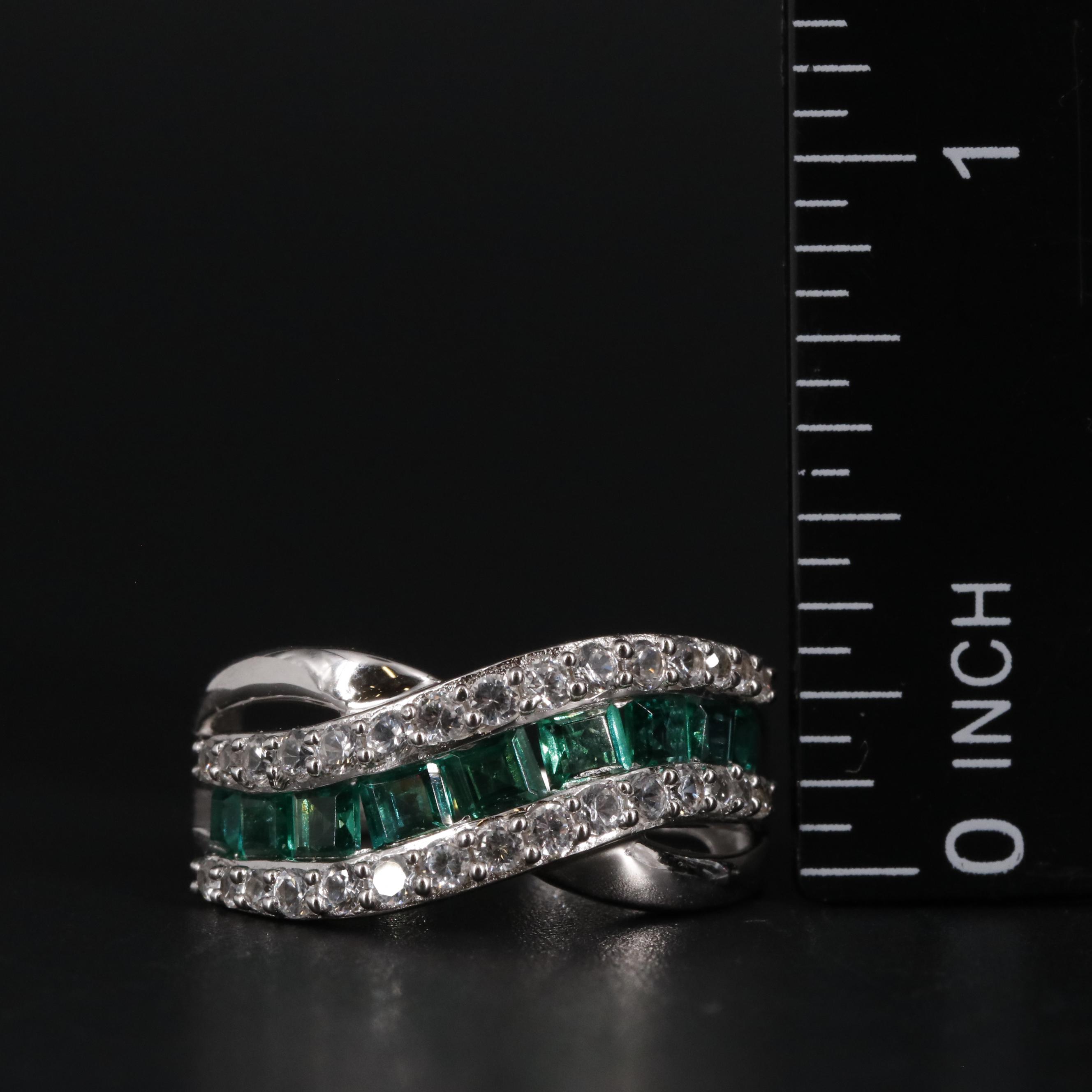 Sterling Emerald and Sapphire Row Ring | EBTH