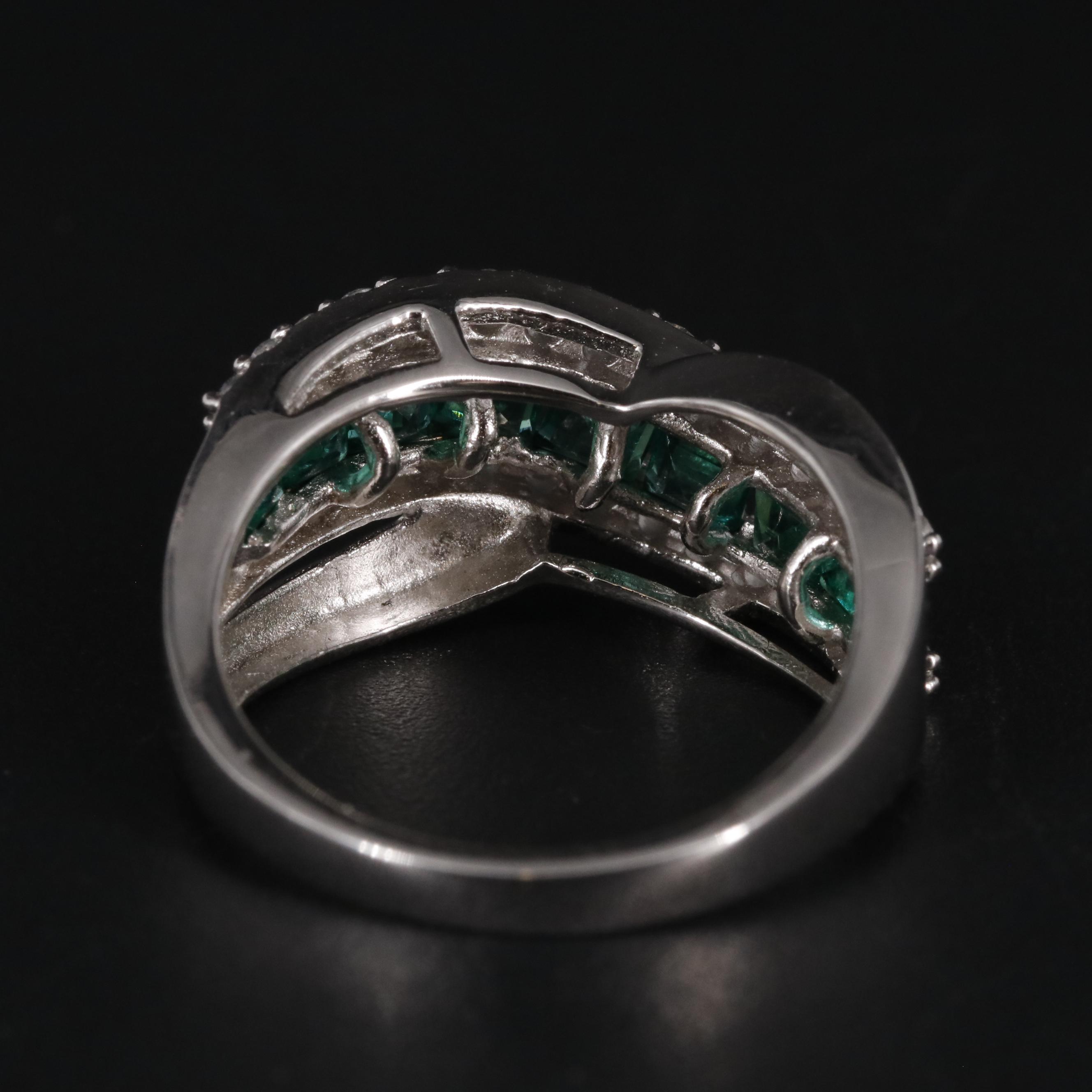 Sterling Emerald and Sapphire Row Ring | EBTH