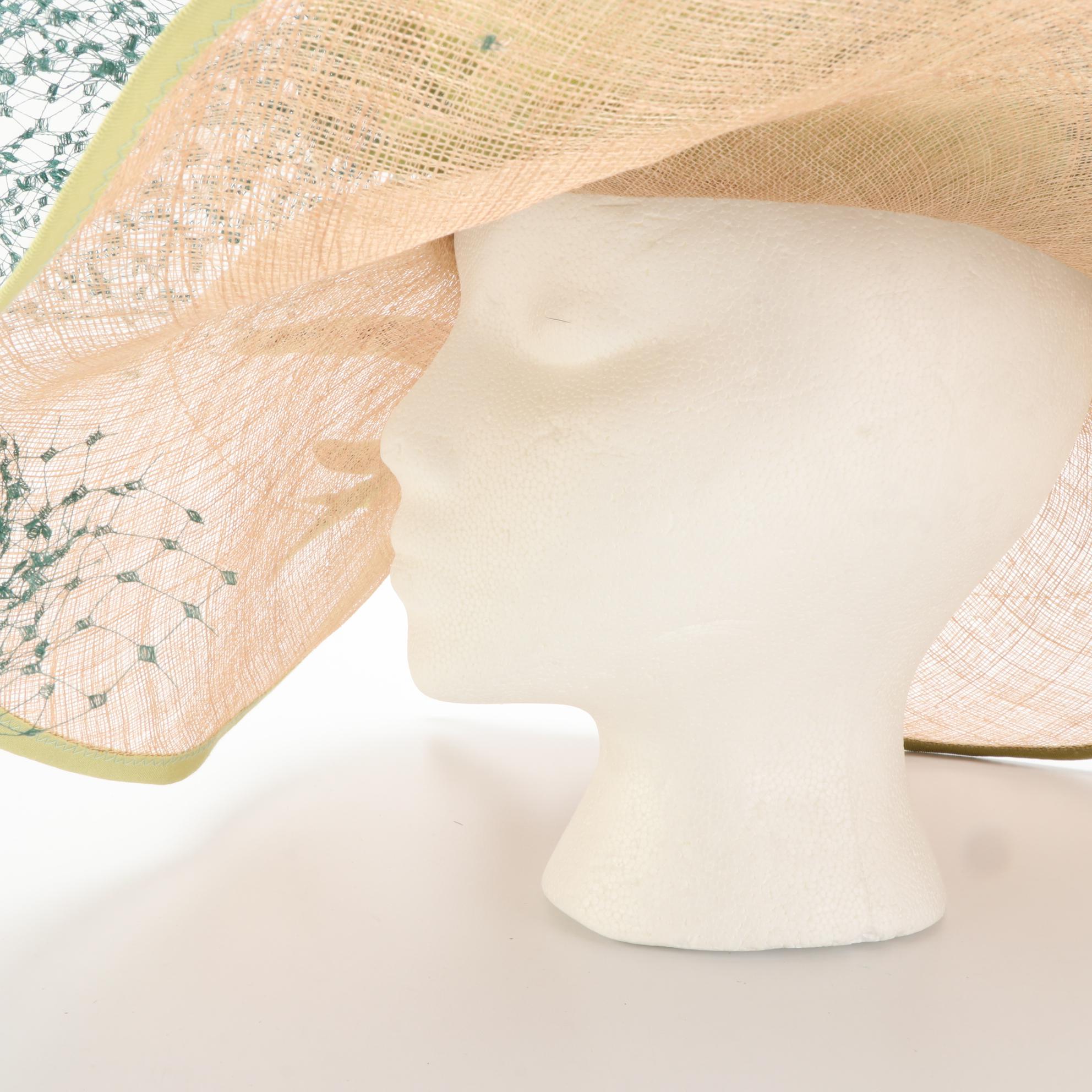 Carol Carr Derby/Occasion Hat with Feather Accents and Head Form | EBTH