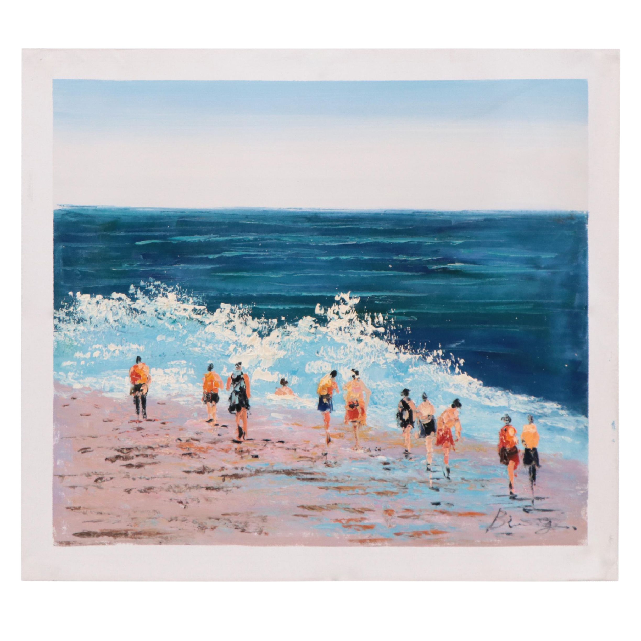 Bing Oil Painting of Beach Scene, 21st Century | EBTH