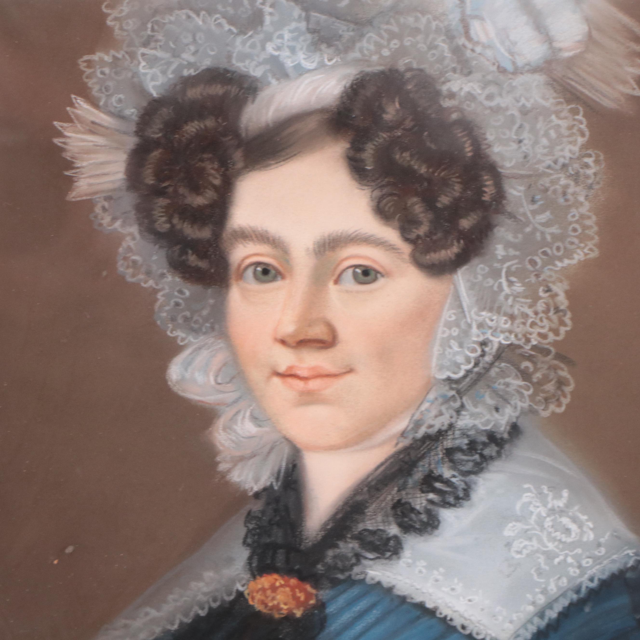 Pastel Portrait Drawings of Gentleman and Lady, Circa 1830 | EBTH