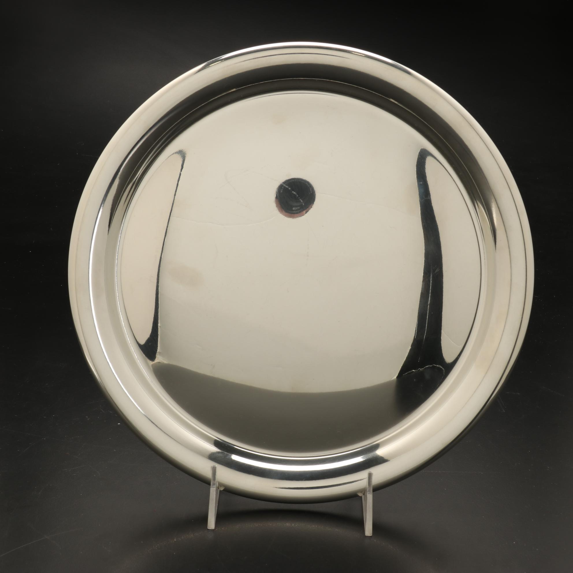 Cartier 10" Round Pewter Serving Tray with Presentation Case | EBTH