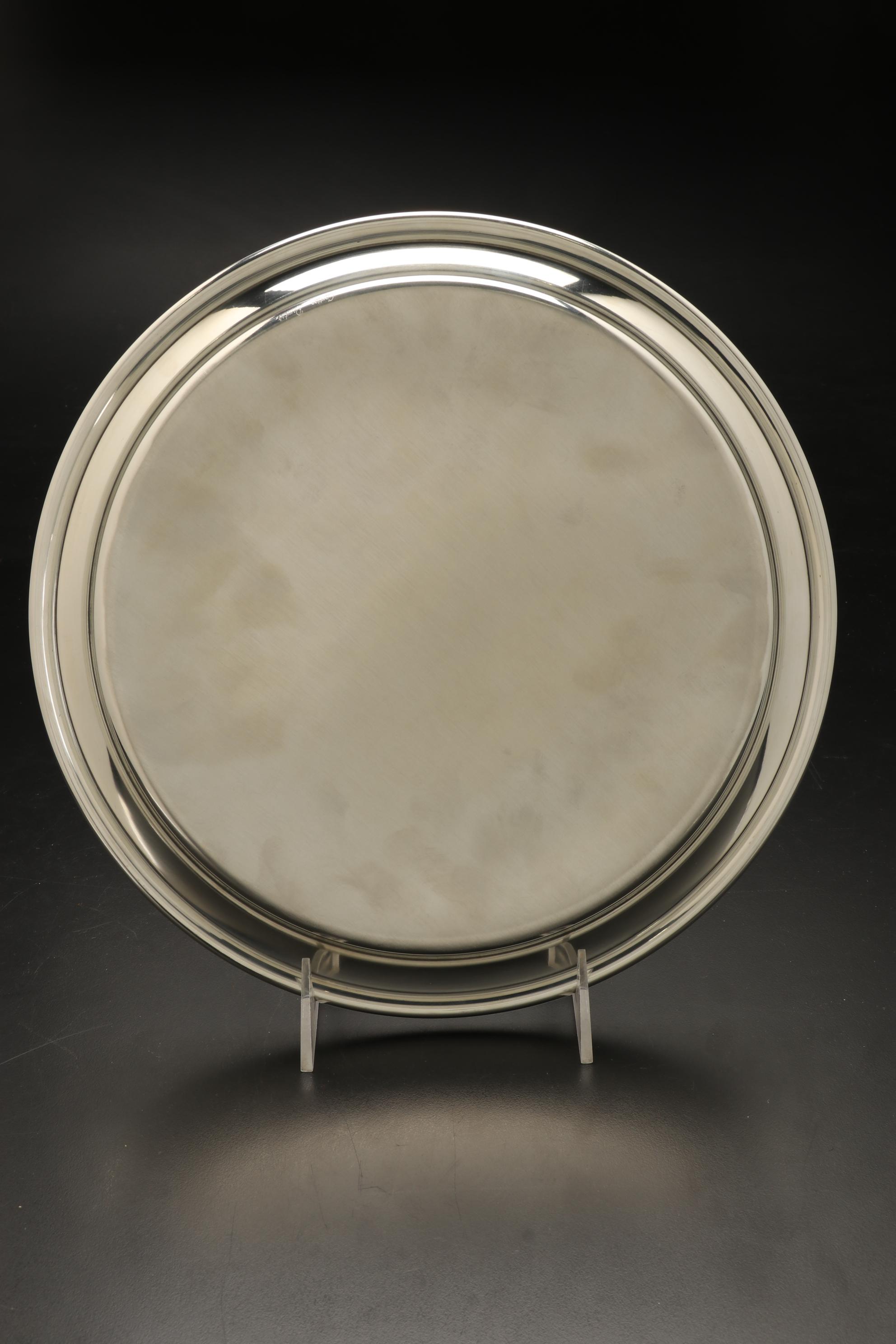 Cartier 10" Round Pewter Serving Tray with Presentation Case | EBTH