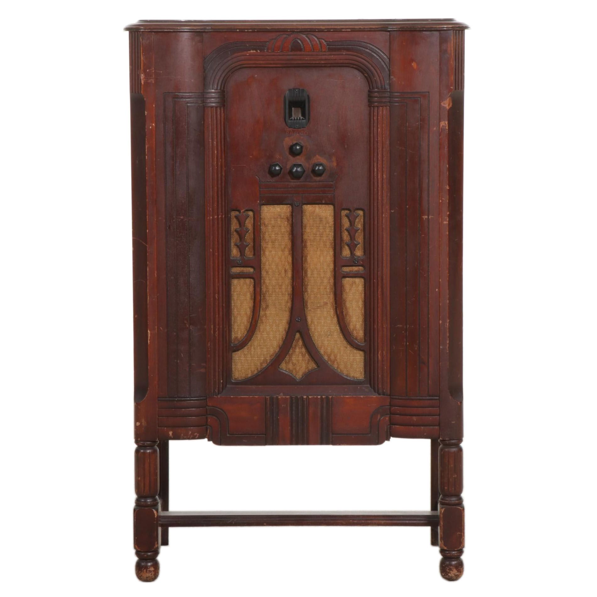 Philco Model 89L Tube Radio in Art Deco Mahogany Lowboy Cabinet, 1930s ...