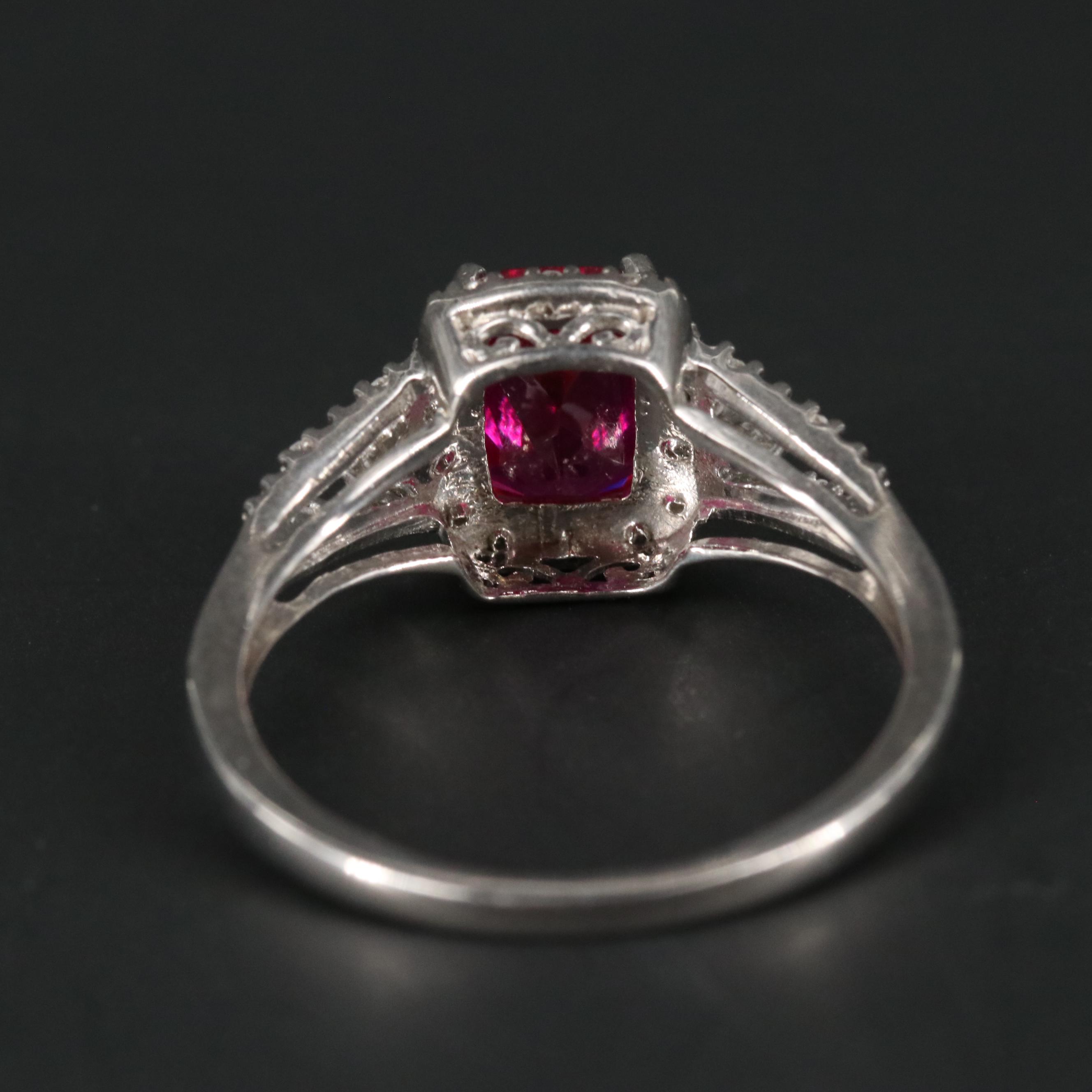 Sterling Silver Ruby and Diamond Ring | EBTH