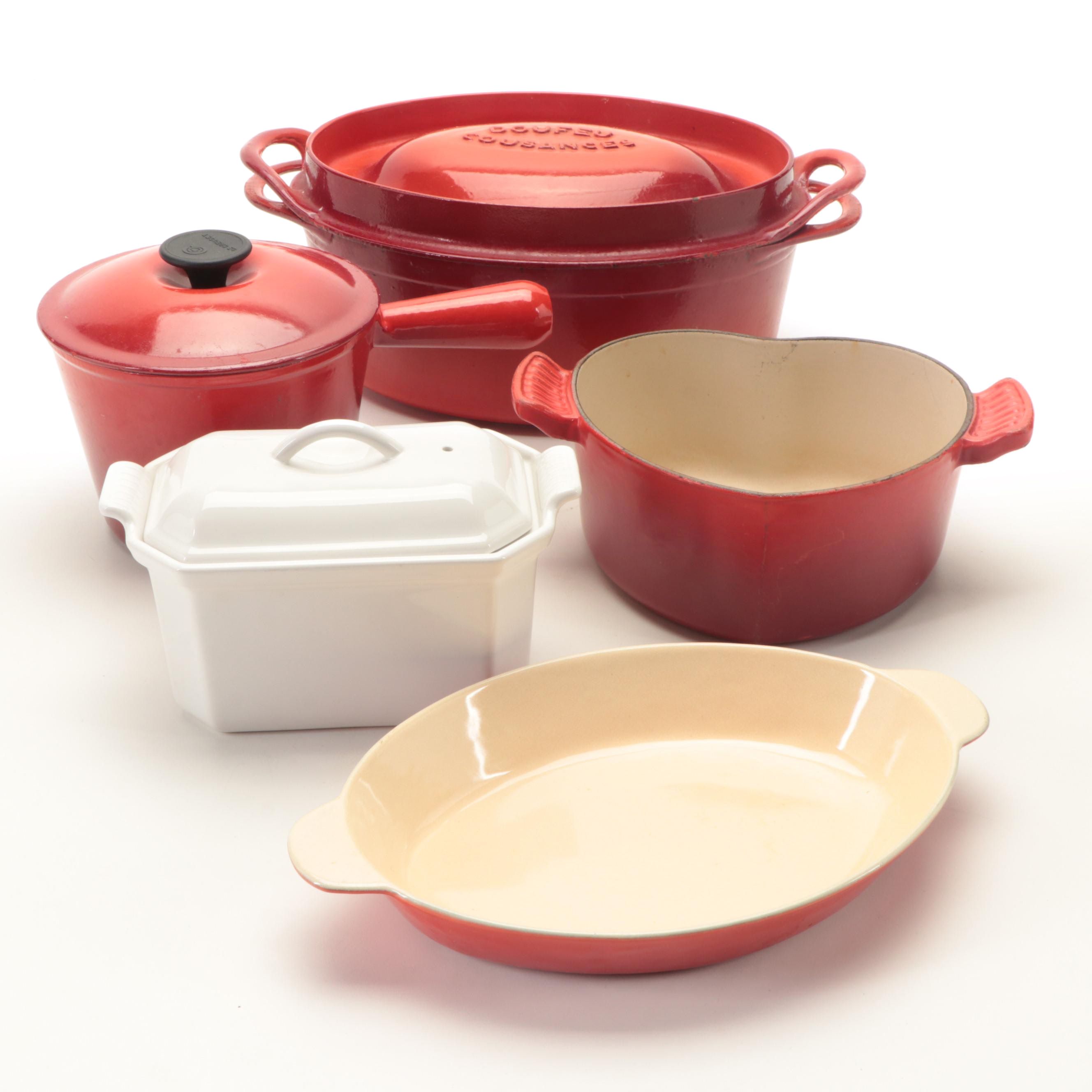 Cousances Le Creuset Cherry Dutch Oven and Sauce Pan With Cookware and ...
