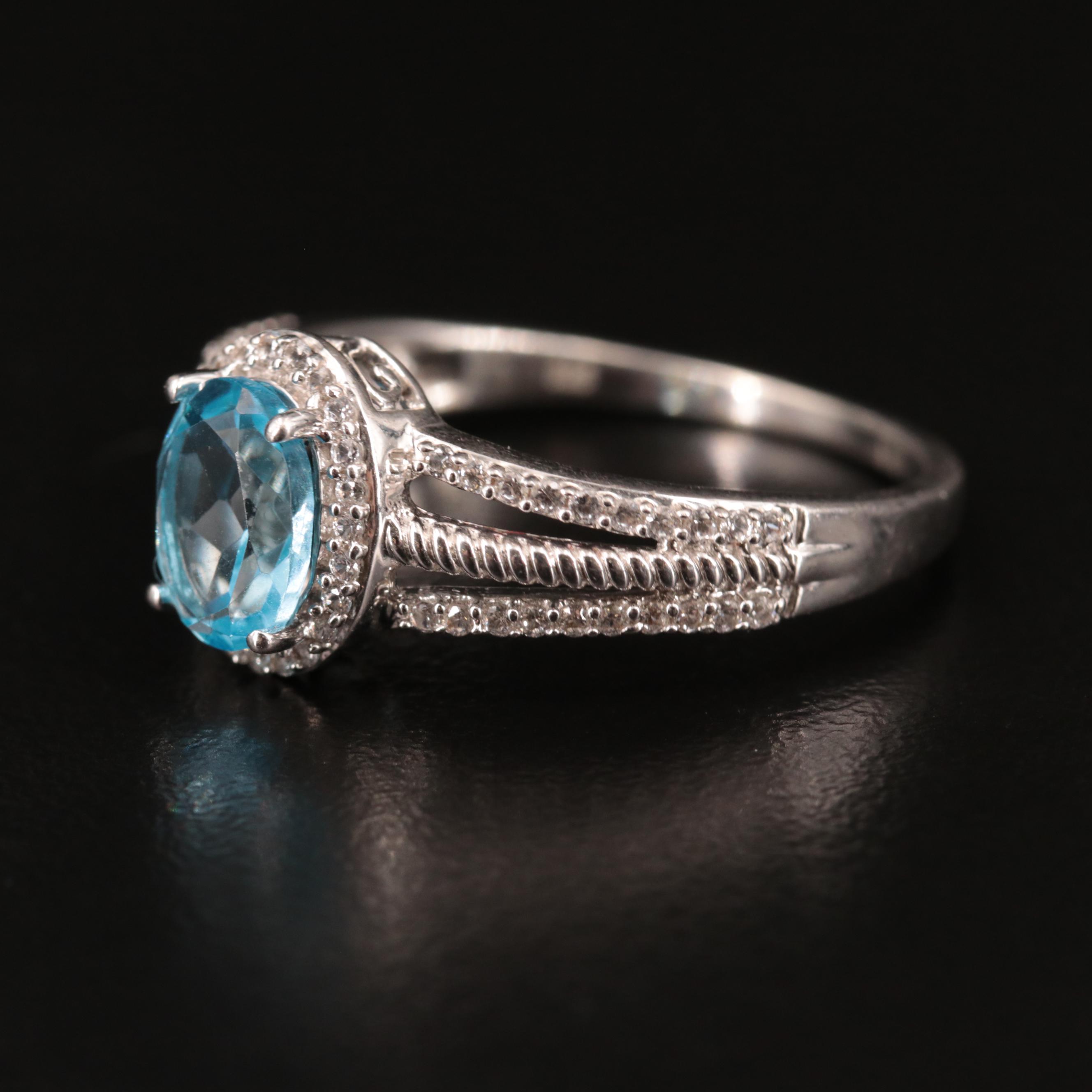 Sterling Silver Topaz and Sapphire Ring | EBTH