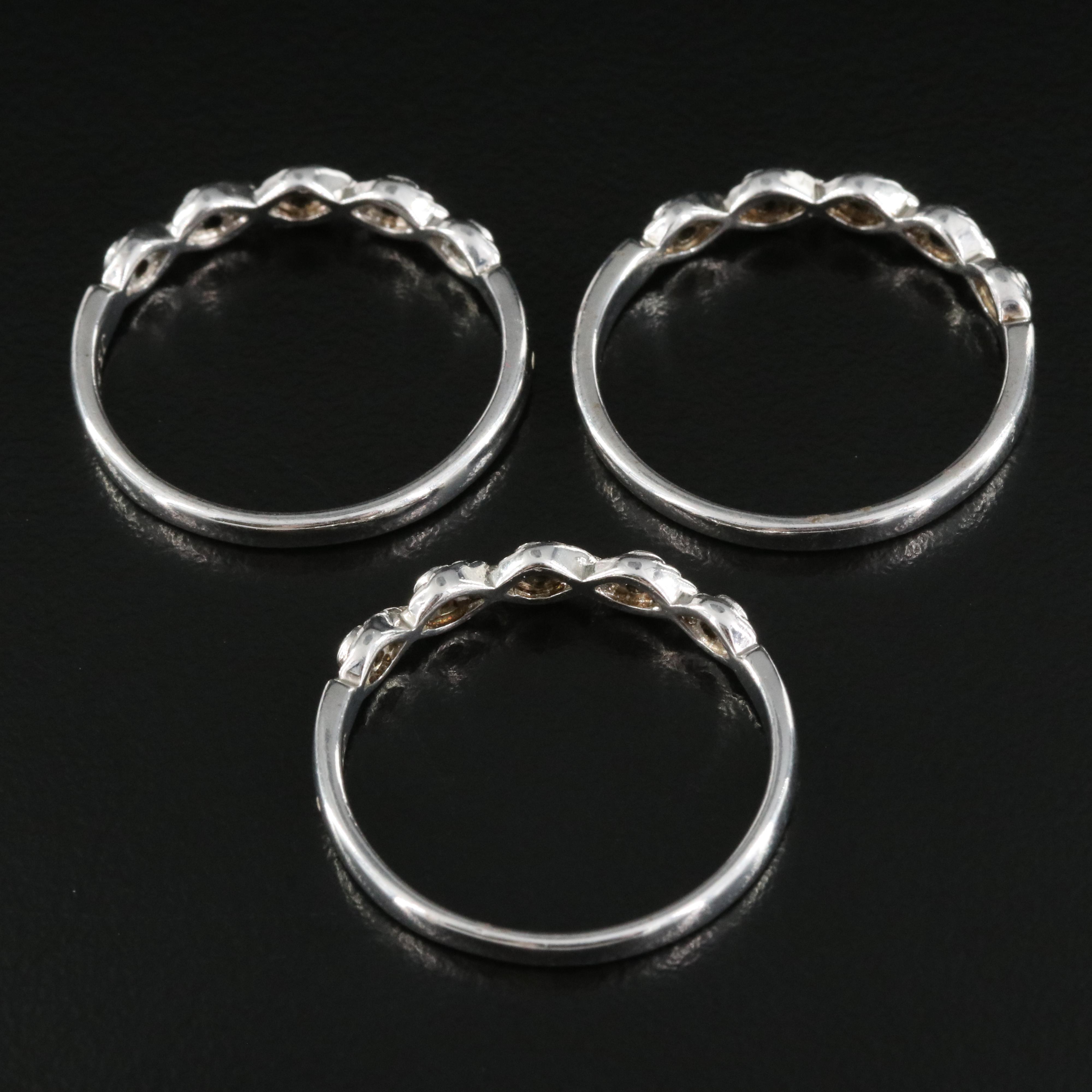 Sterling Diamond Stacking Rings | EBTH