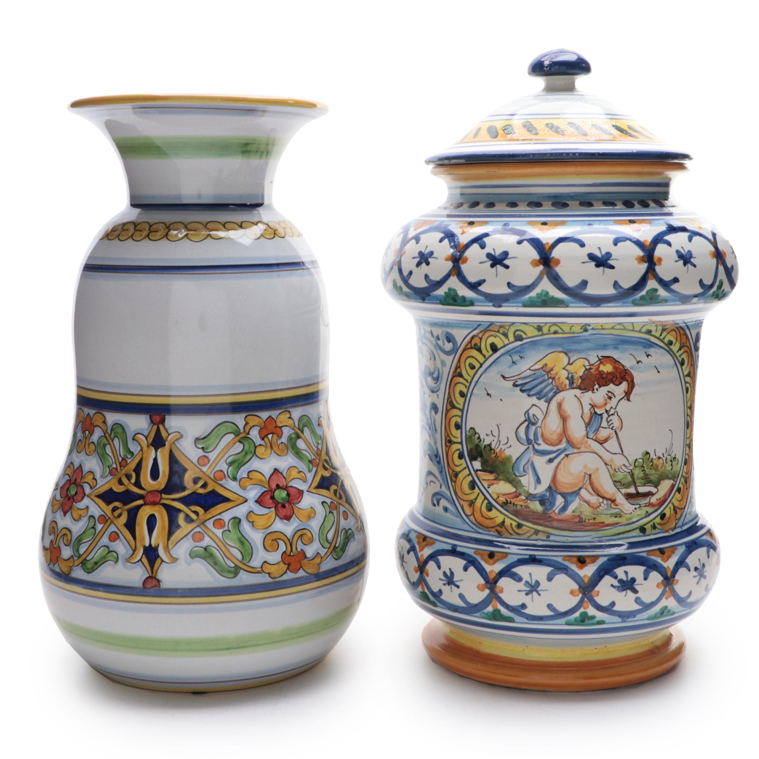 Gialletti Pimpinelli Dertua Vase and Other Italian Maiolica Apothecary ...