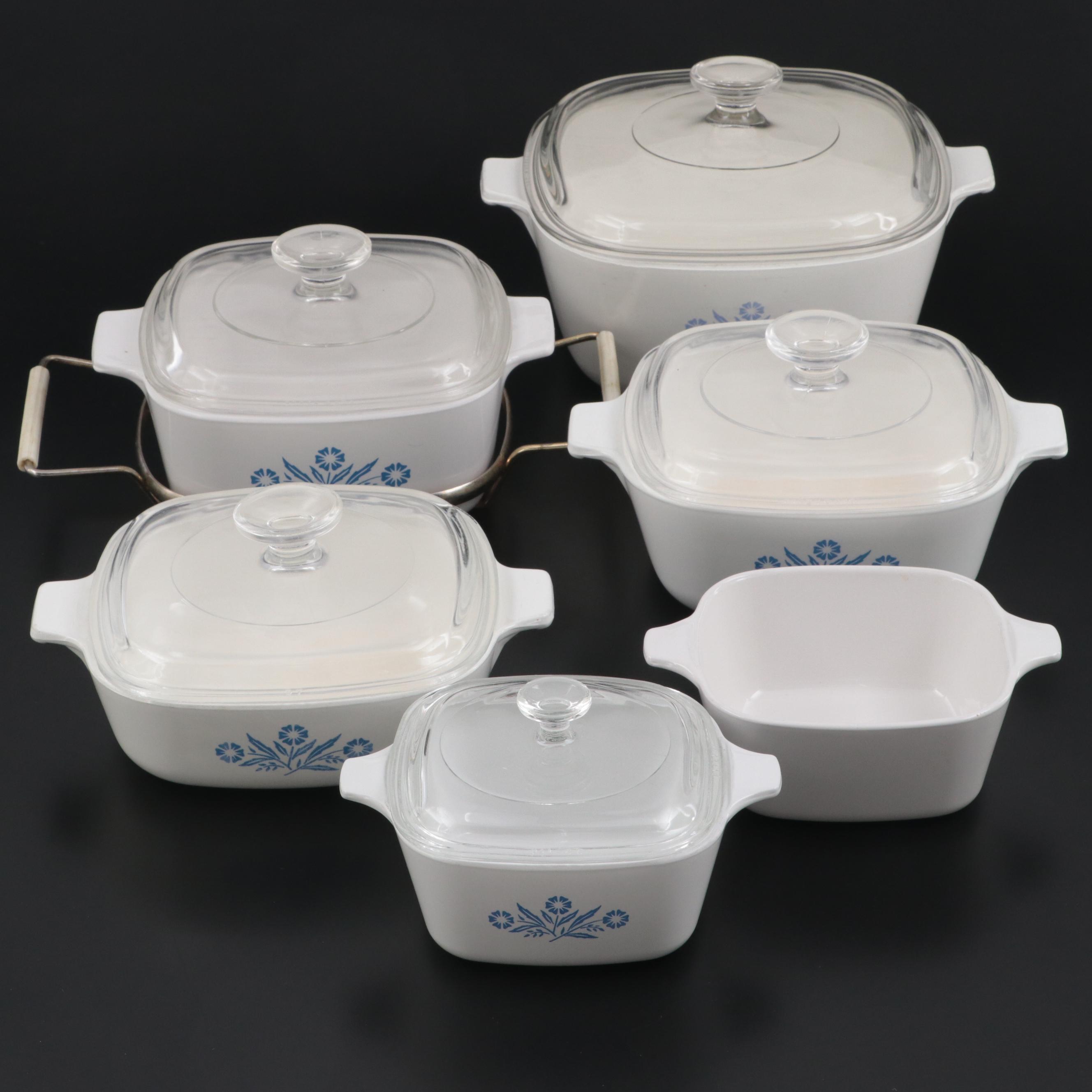 CorningWare "Cornflower Blue" Casseroles with Lids and Stand | EBTH