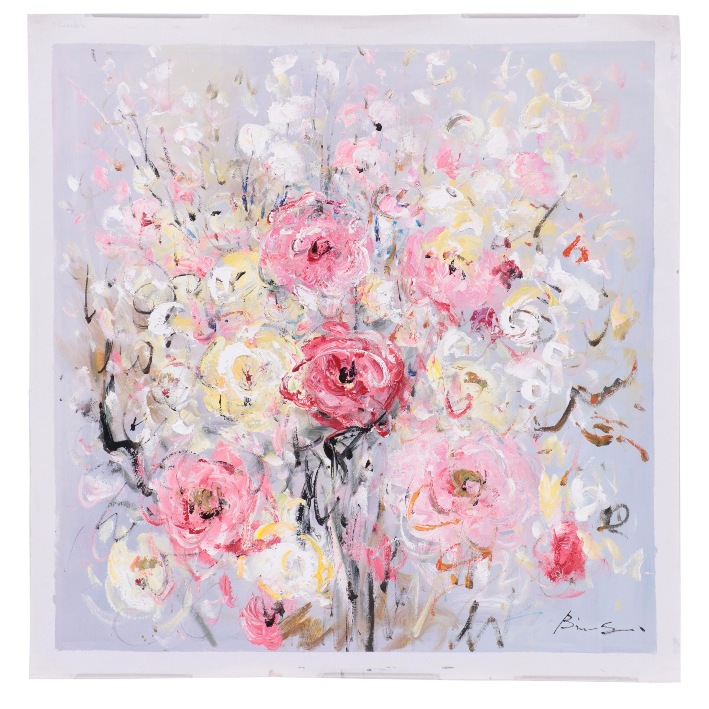 Bing Abstract Floral Oil Painting | EBTH