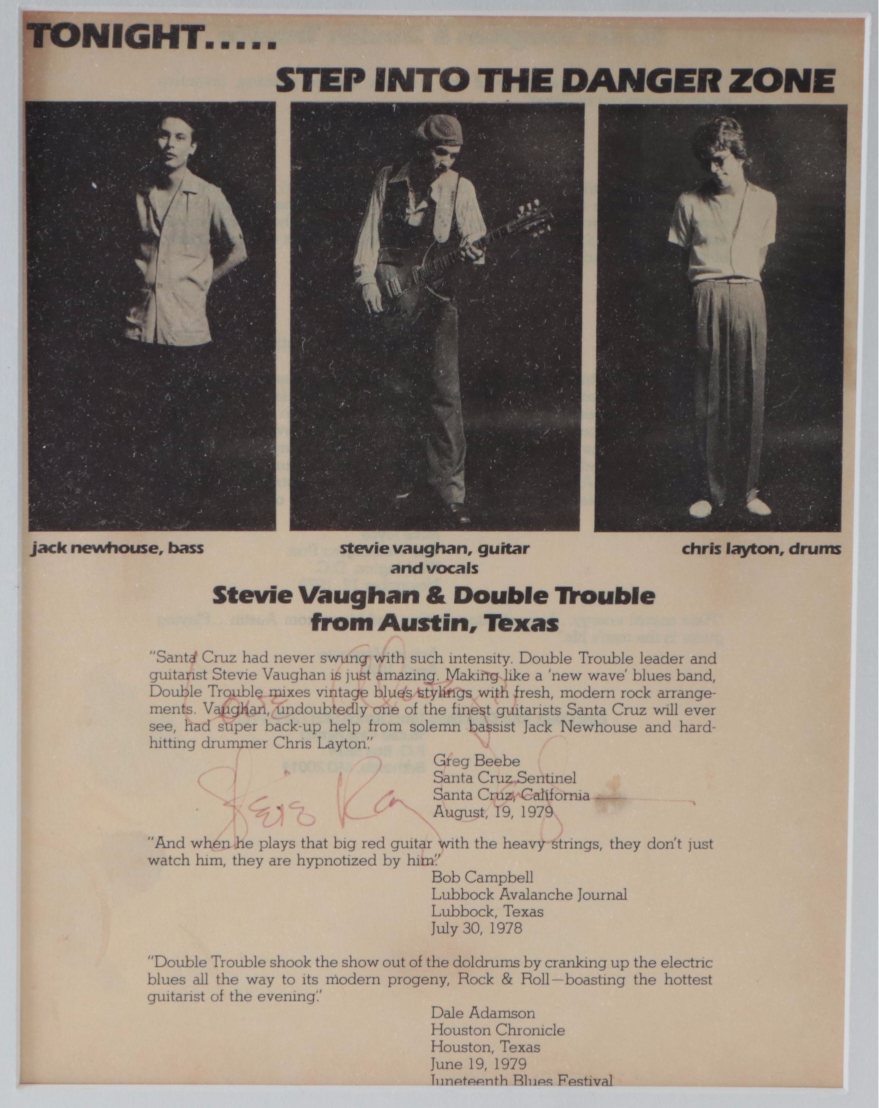 Signed Stevie Vaughan and Double Trouble Concert Poster, 1978-1979 | EBTH