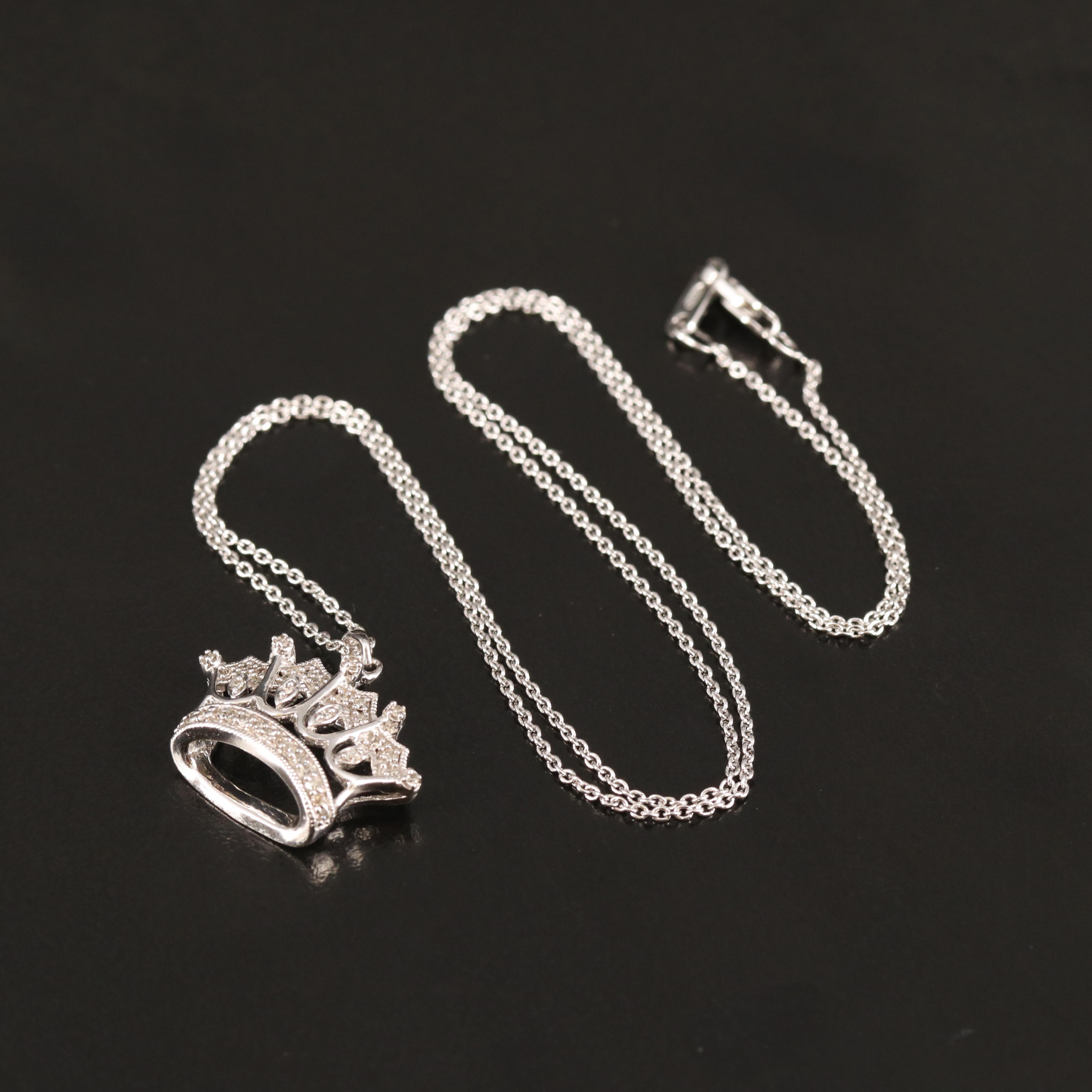Diamond Crown Pendant Necklace in Sterling | EBTH
