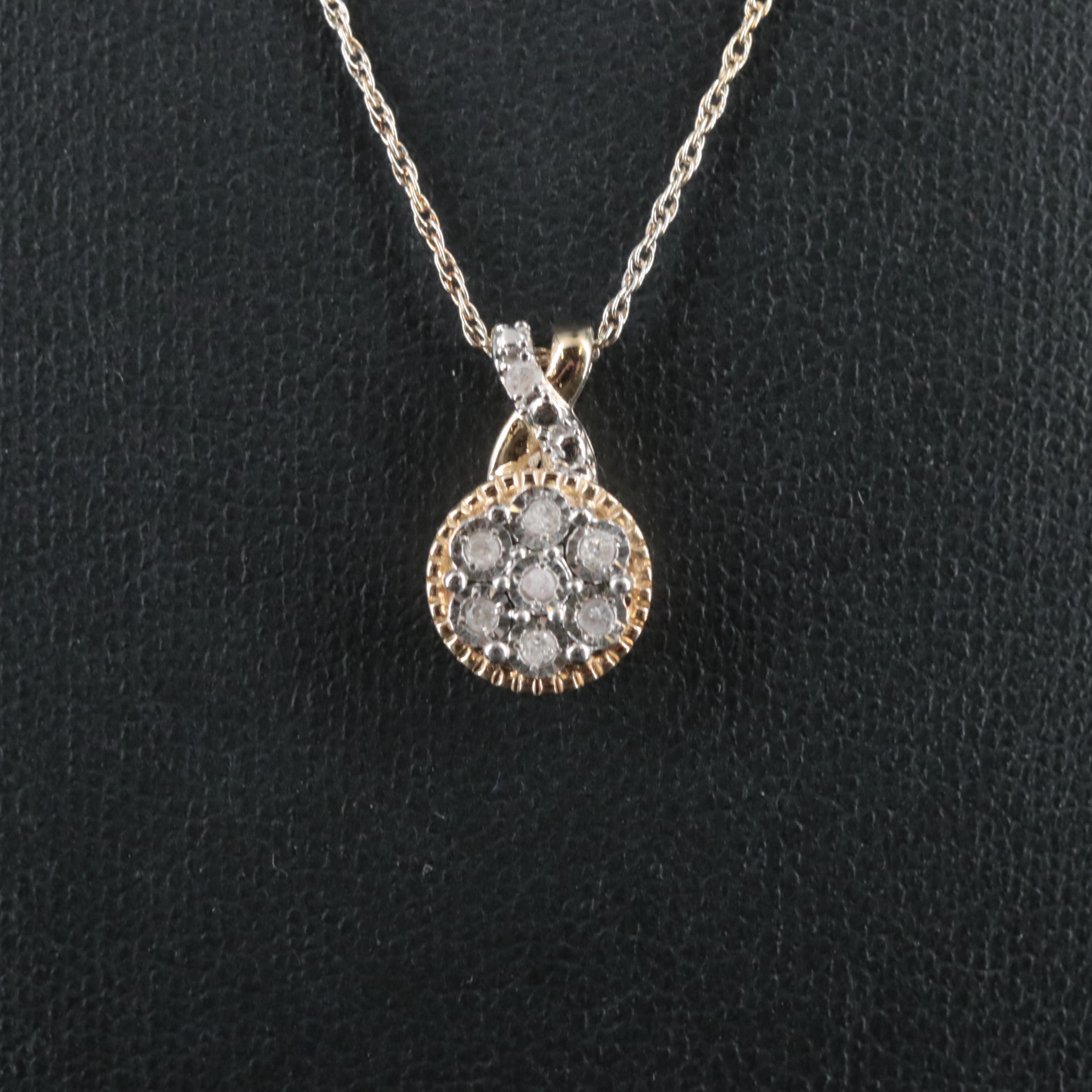 Sterling Diamond Cluster Pendant Necklace | EBTH