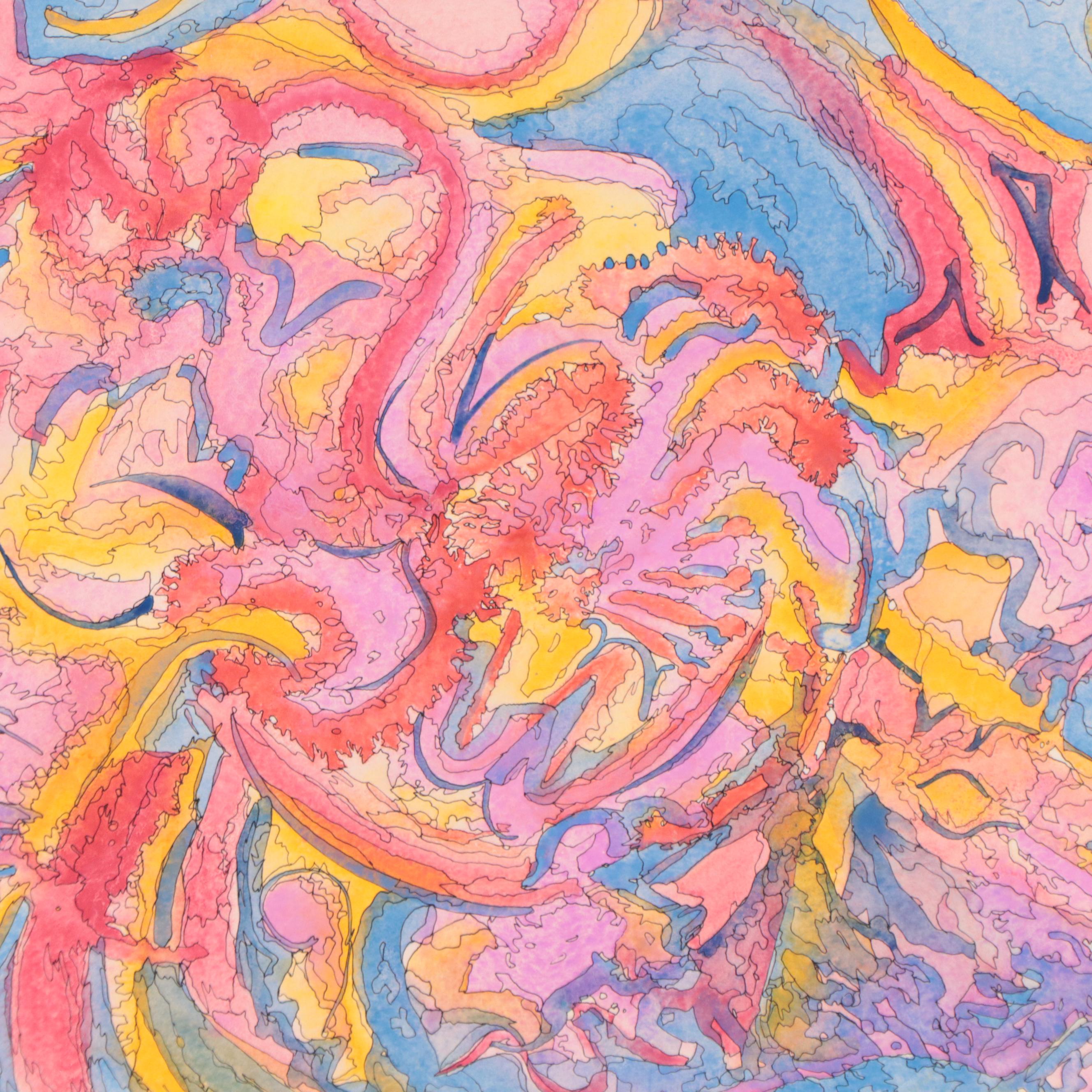 Stewart Katz and Ann Applegate Mixed Media Composition "Fallen Petals ...