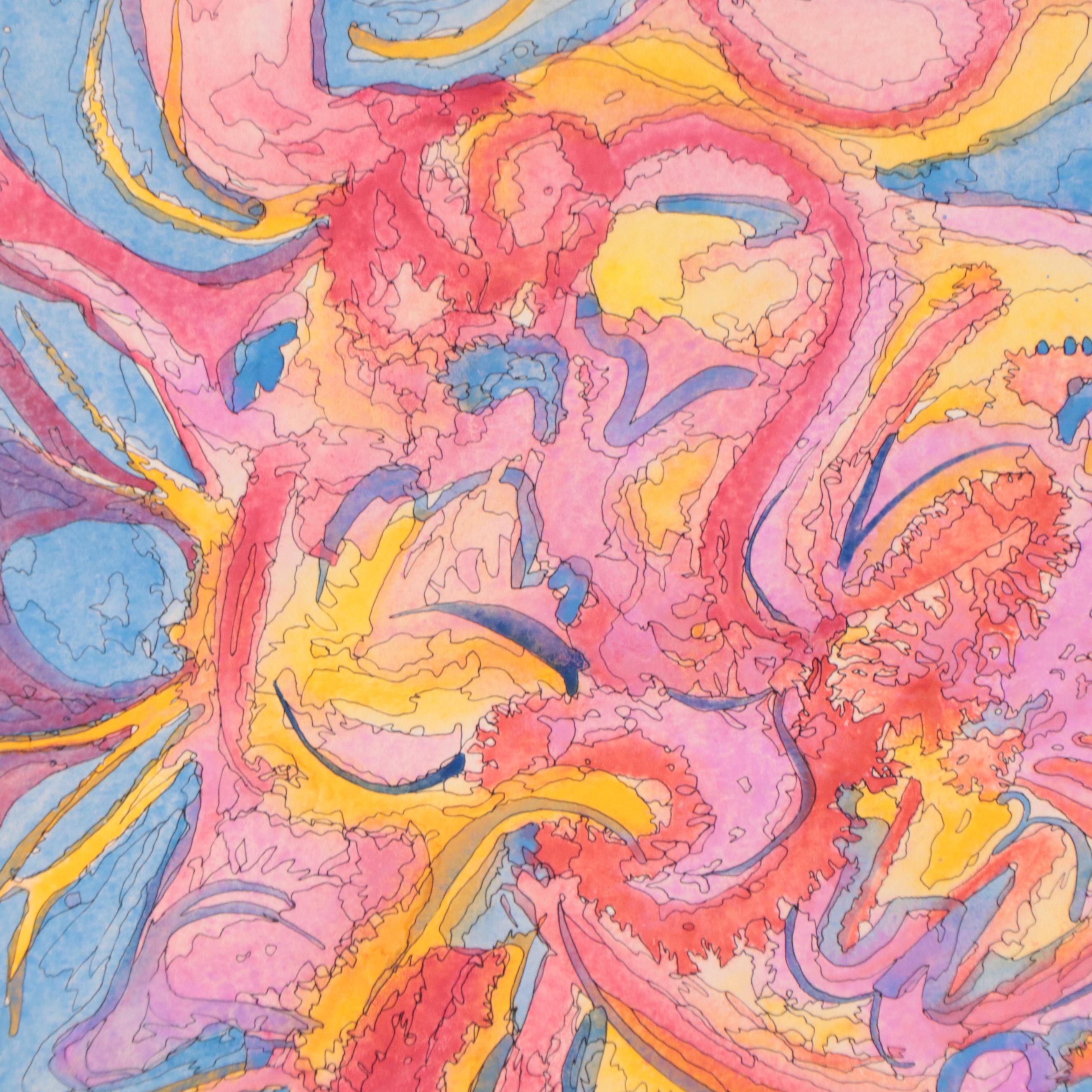 Stewart Katz and Ann Applegate Mixed Media Composition "Fallen Petals ...